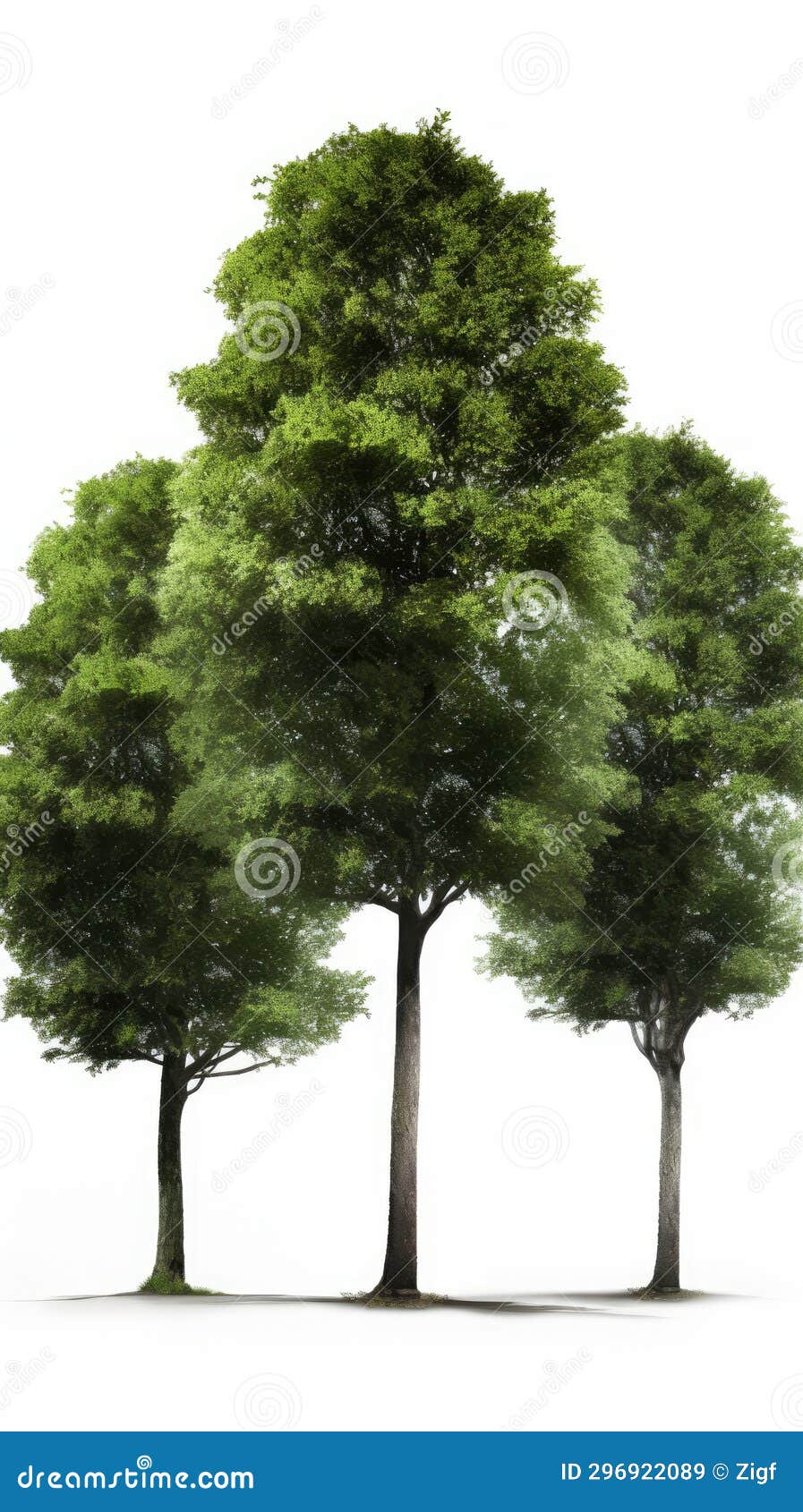 Three Green Trees on a White Background Stock Illustration ...