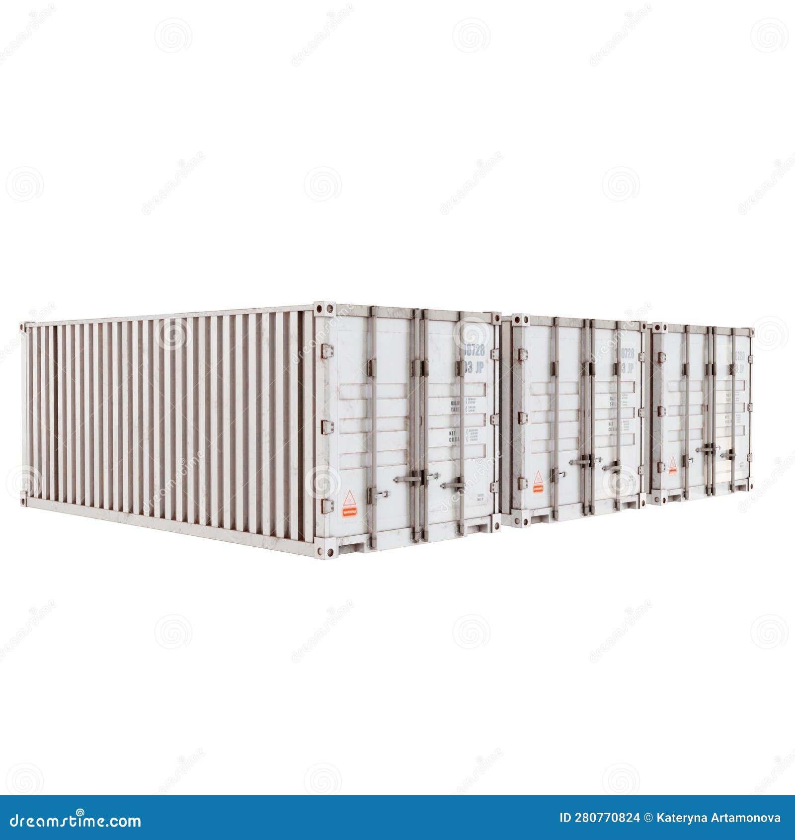 Three Grey Delivery Cargo Containers. Shipping Container. Realistic 3D ...