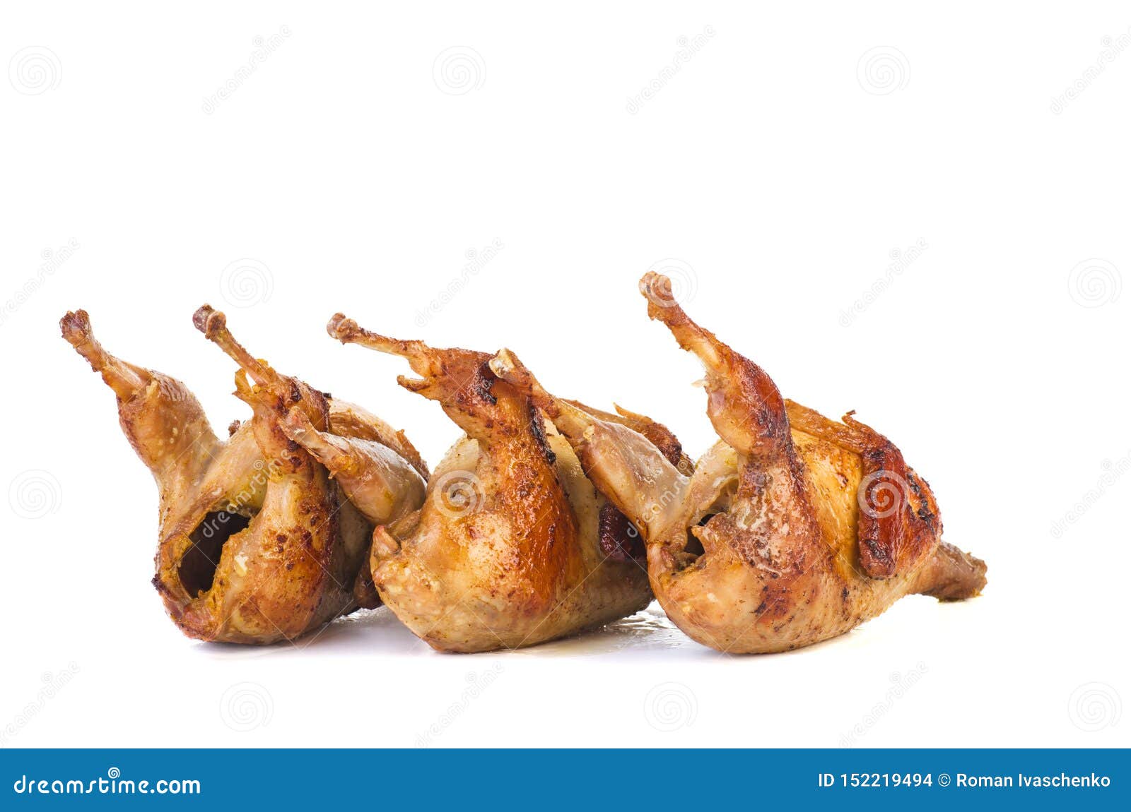 Three grilled quails stock photo. Image of roasted, isolated - 152219494