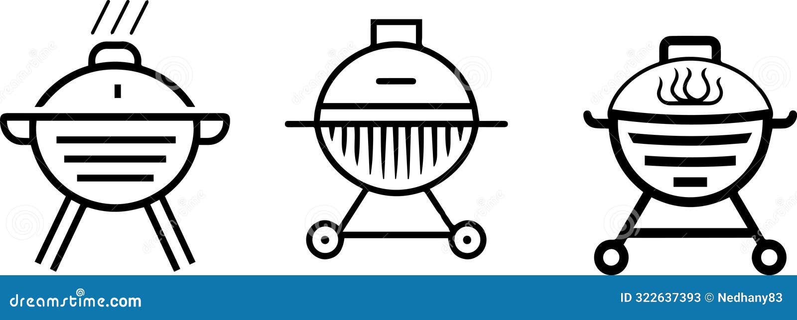 Three Grills are Shown in a Black and White Drawing Stock Vector ...