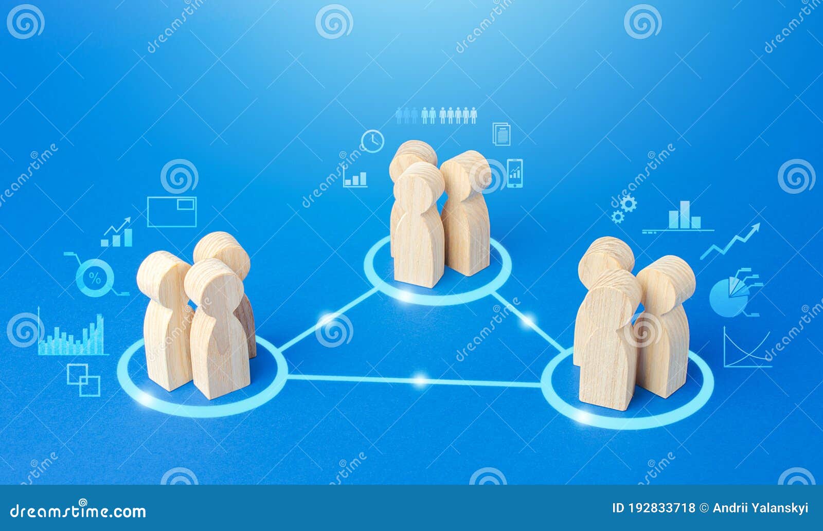 Three Groups of People are Connected by Lines. Coordination and ...