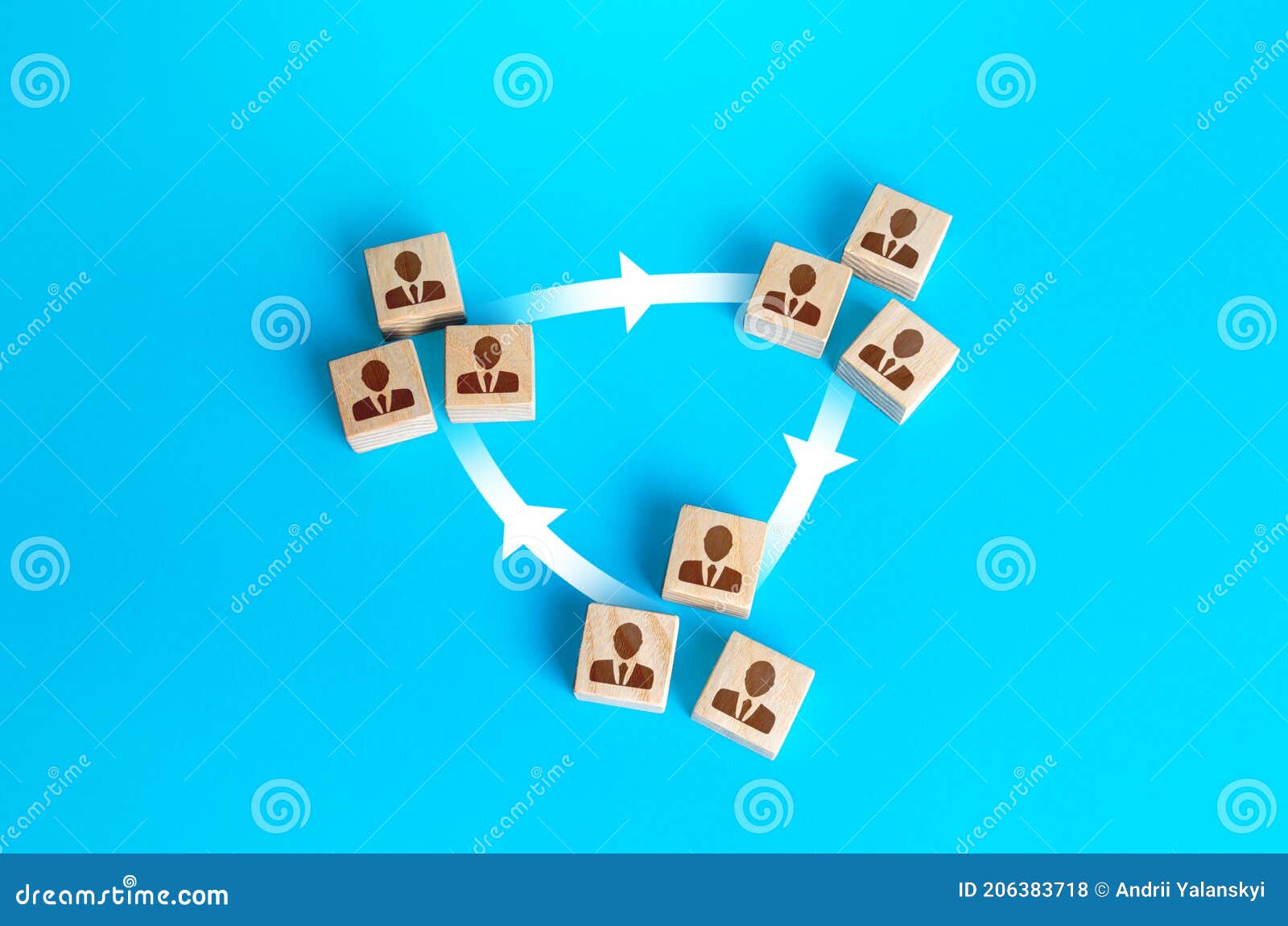 Three Groups of People are Connected by Lines. Interacting and Joining ...