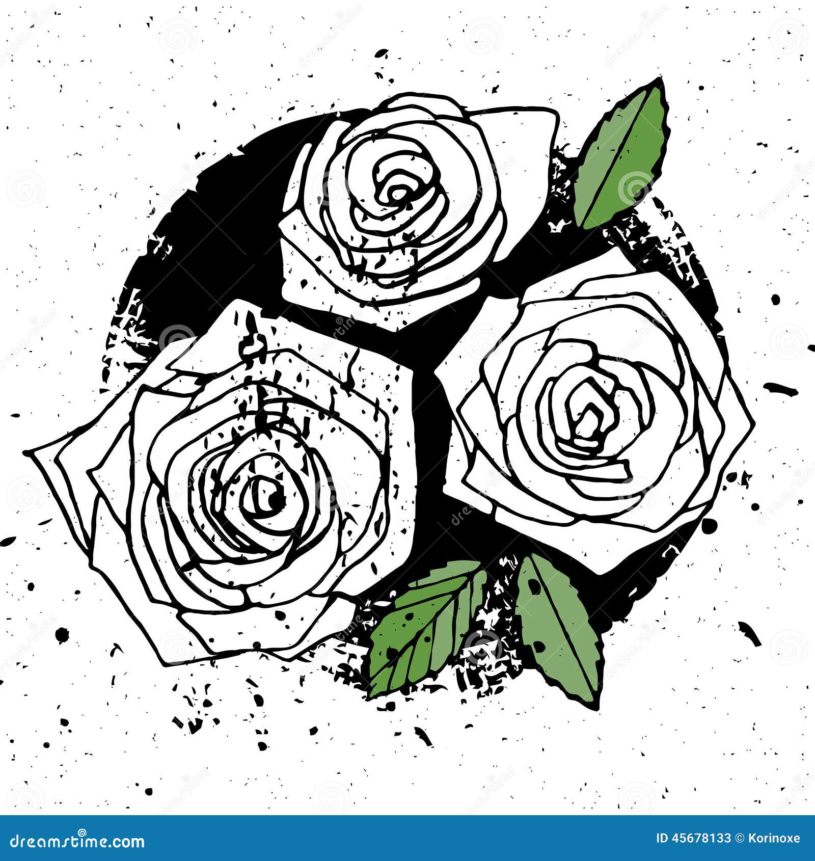 Three grunge style roses stock vector. Illustration of dust - 45678133