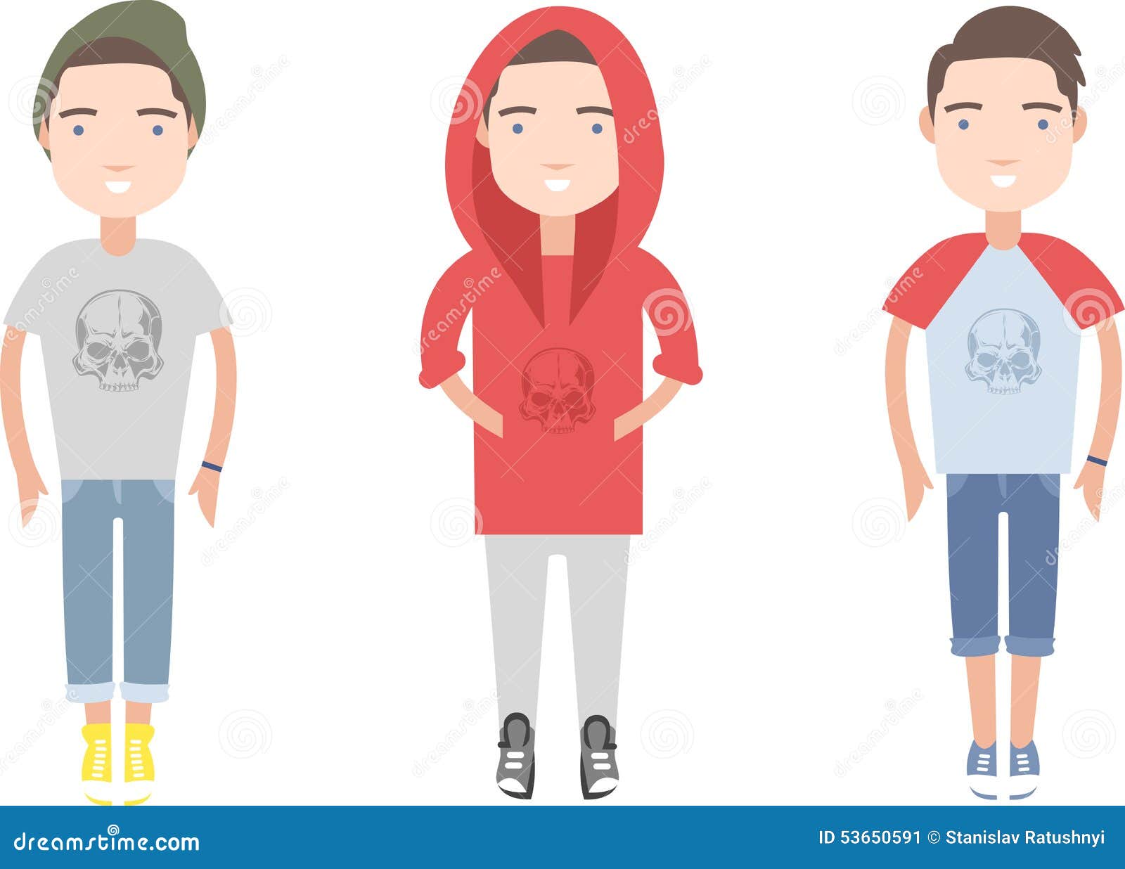 Three guys stock vector. Illustration of lifestyle, style - 53650591