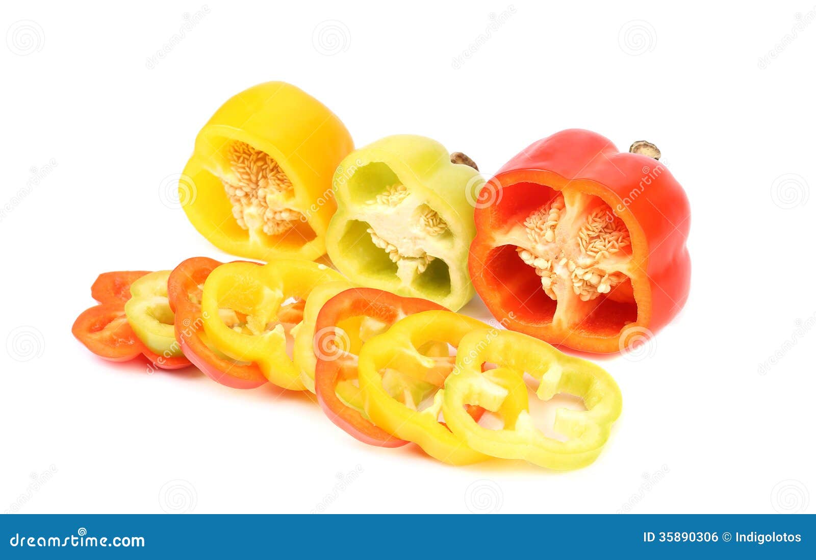 Three Half of Bell Pepper and Slices. Stock Photo - Image of objects ...
