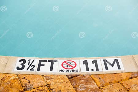 Three Half Feet Marking on Swimming Pool Depth Stock Photo - Image of ...