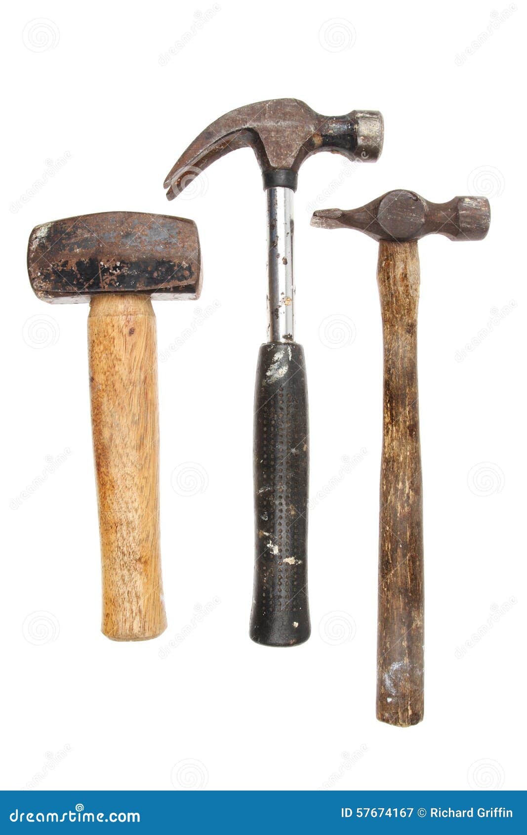 Three hammers stock image. Image of wood, white, club - 57674167