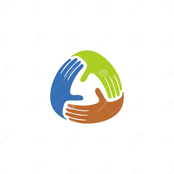 Three Hand Logo, Group Teamwork Symbol Stock Illustration ...