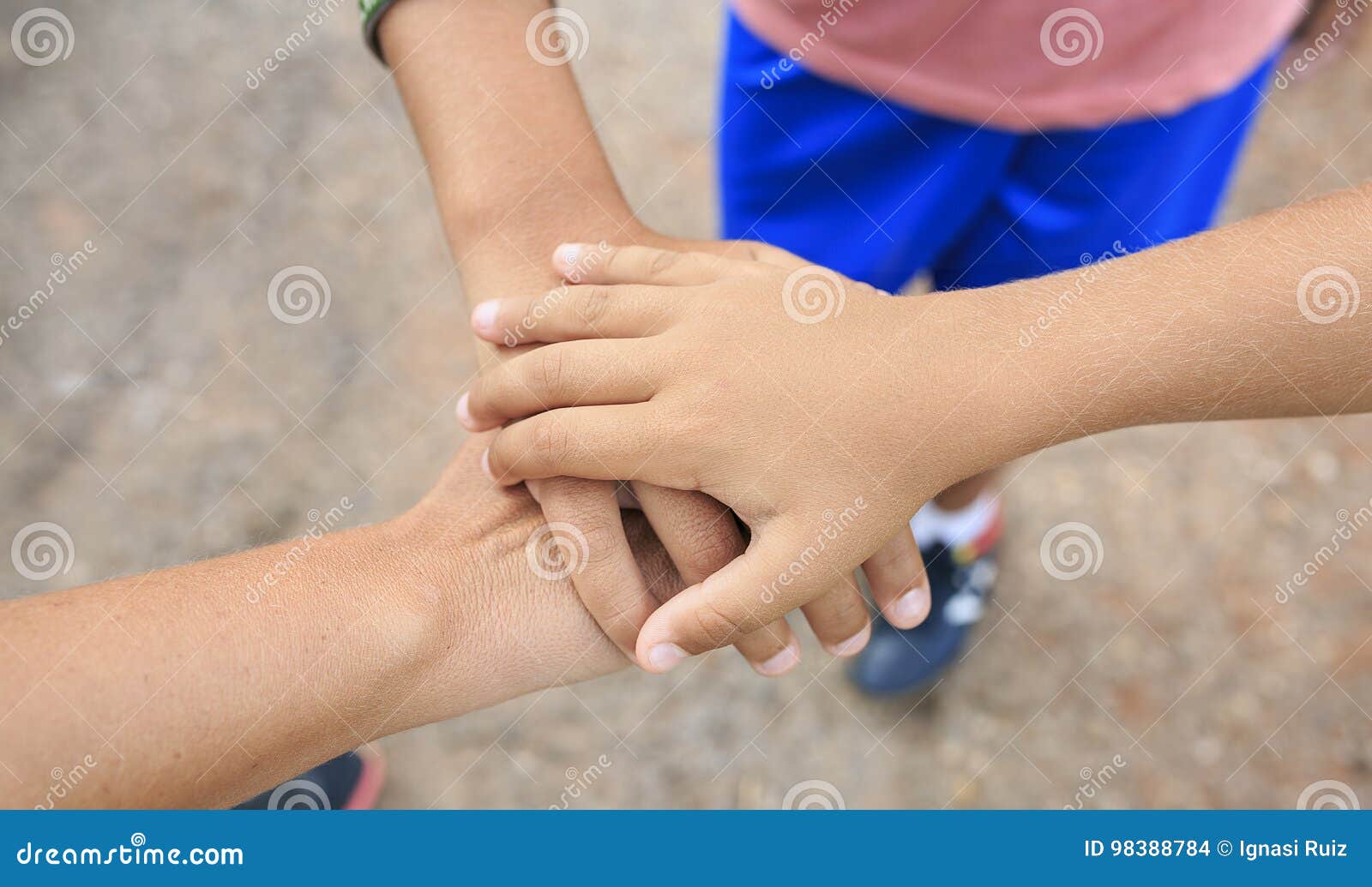 Three hand together stock photo. Image of high, family - 98388784