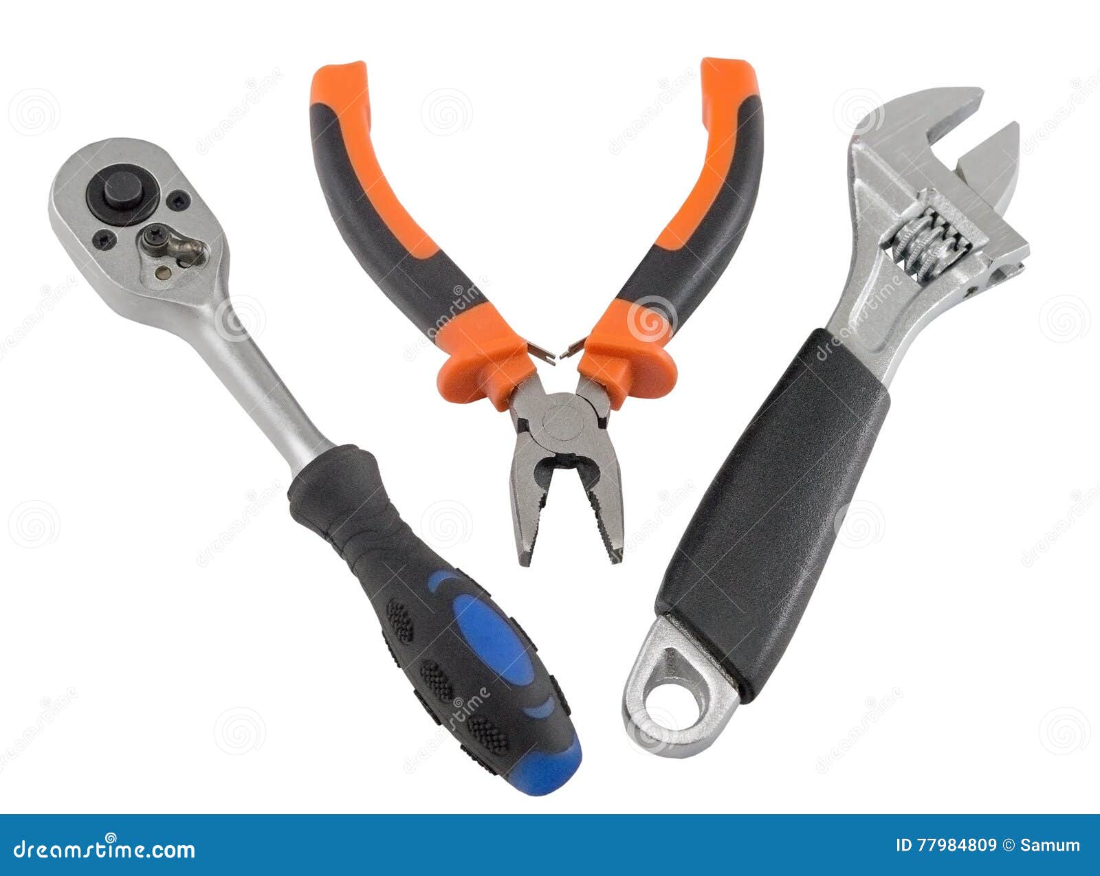 Three hand tools stock image. Image of ratchet, handle - 77984809