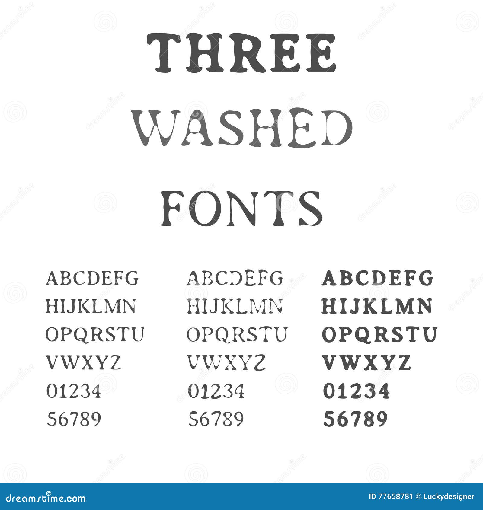 Three Handdrawn Fonts. Washed Latin Alphabet Set. Ink Typefaces Stock ...