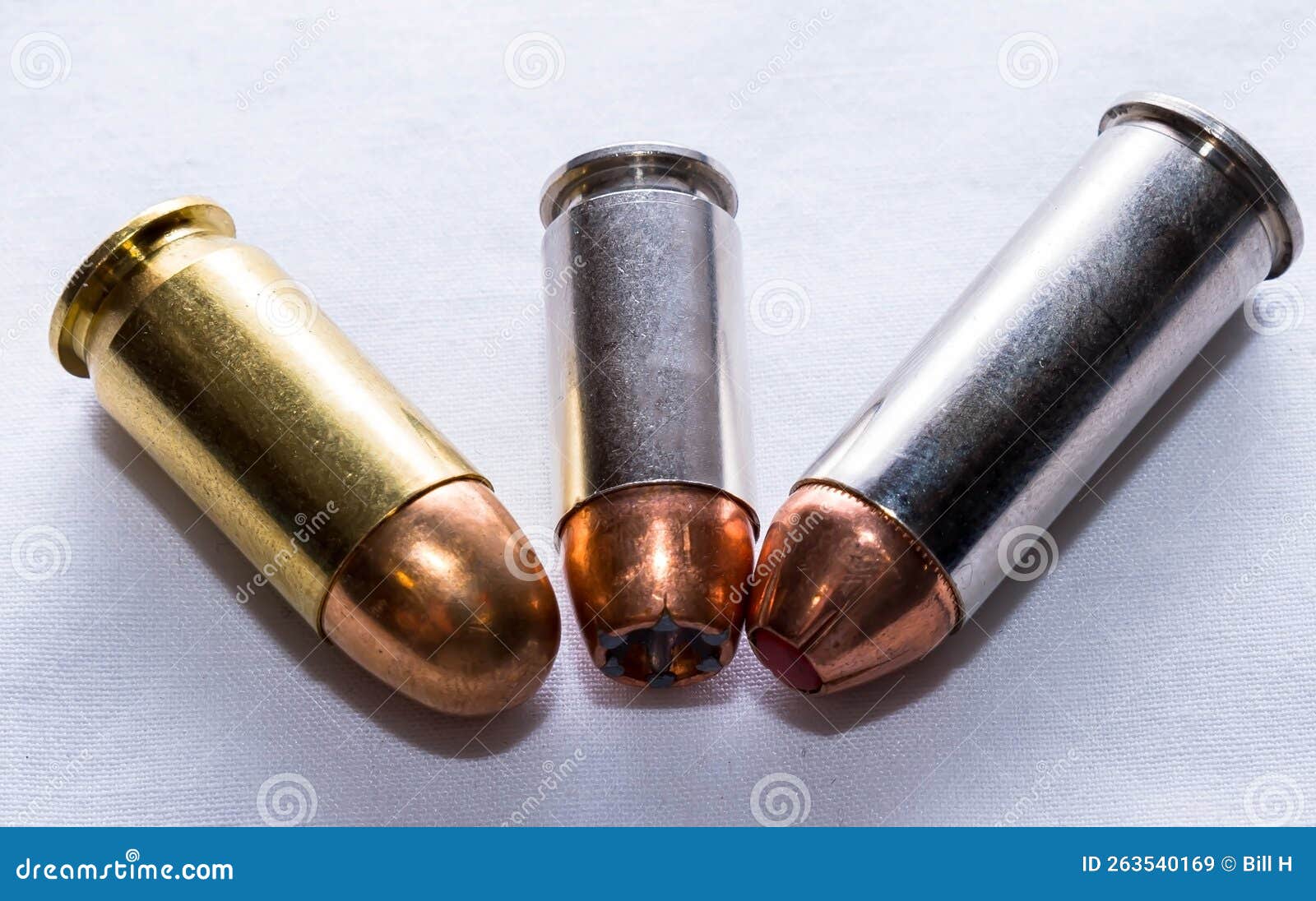 Three Handgun Hollow Point Bullets, a 40 Caliber, 44 Special and a 45 ...