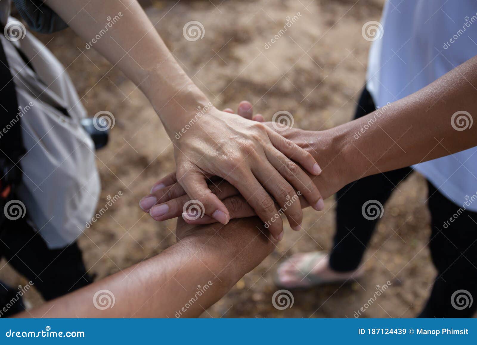 Three Hands Business Collarbiration in Teamwork Stock Image - Image of ...