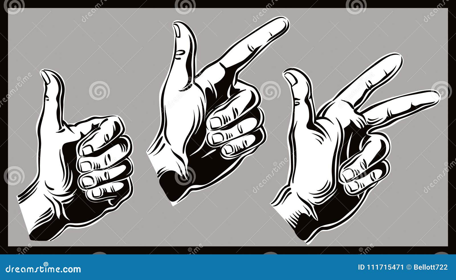 Three Hands that Count: One Two Three. Stock Illustration ...