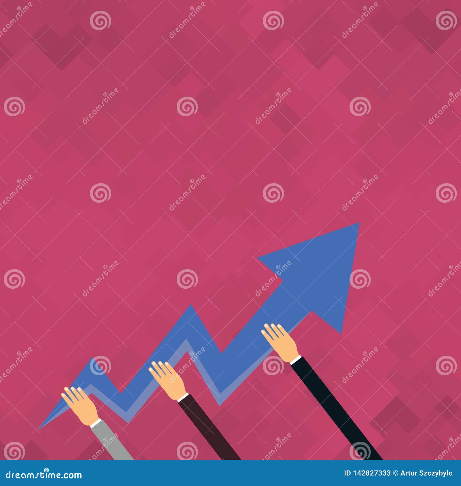 Three Hands Holding Colorful Zigzag Lightning Arrow Pointing and Going ...