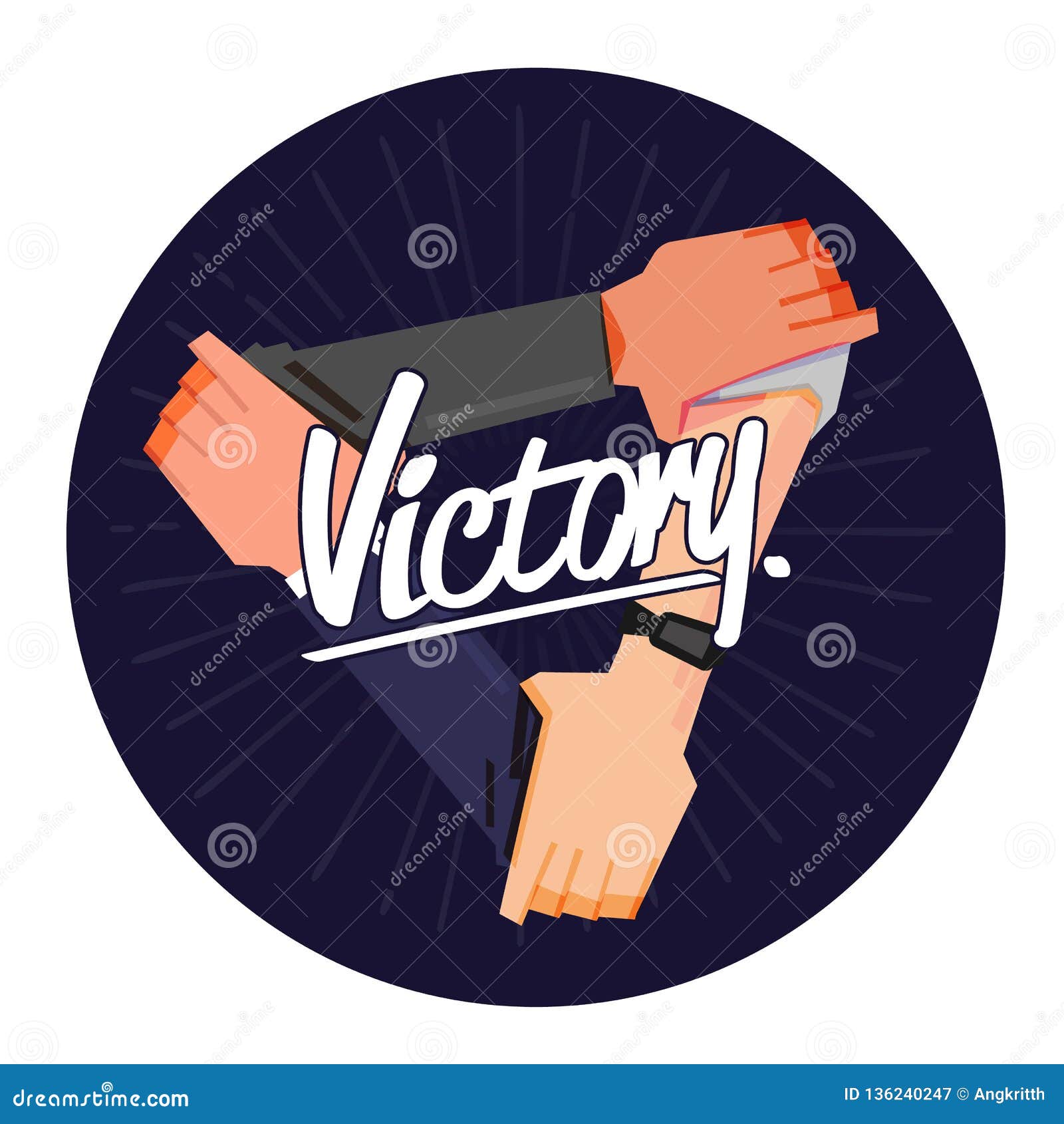 Three Hands Holding Each Other Strongly with Victory - Vector ...