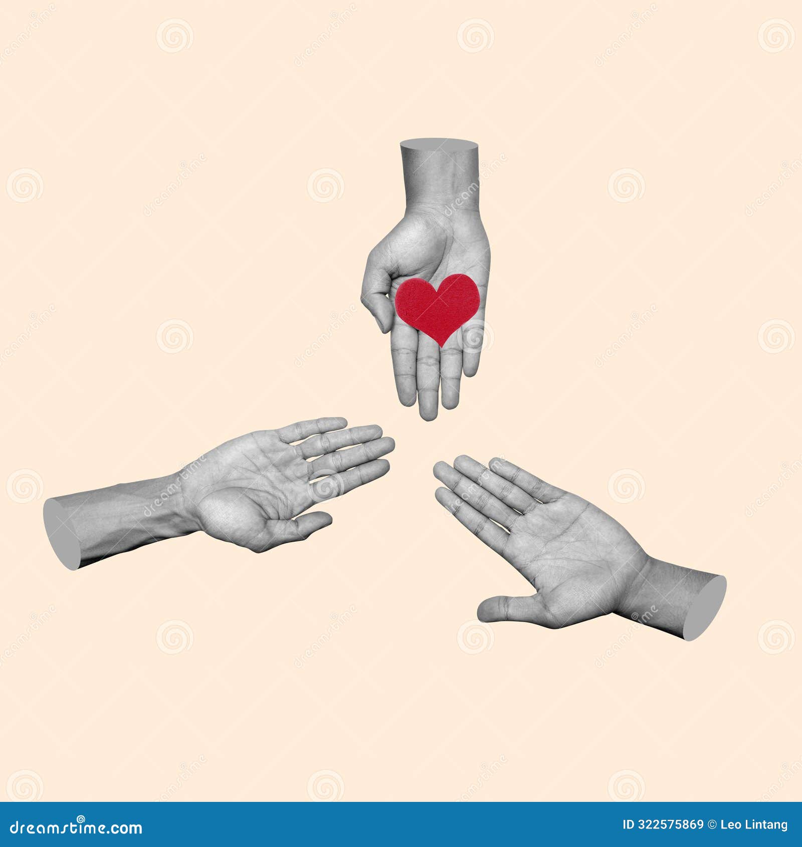 Three Hands Holding a Red Heart Stock Illustration - Illustration of ...