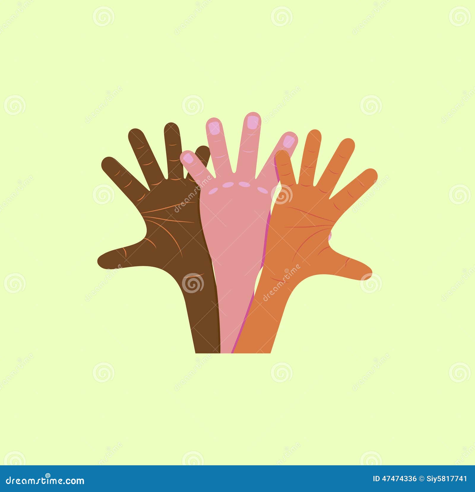Three hands reach up stock vector. Illustration of graphics - 47474336
