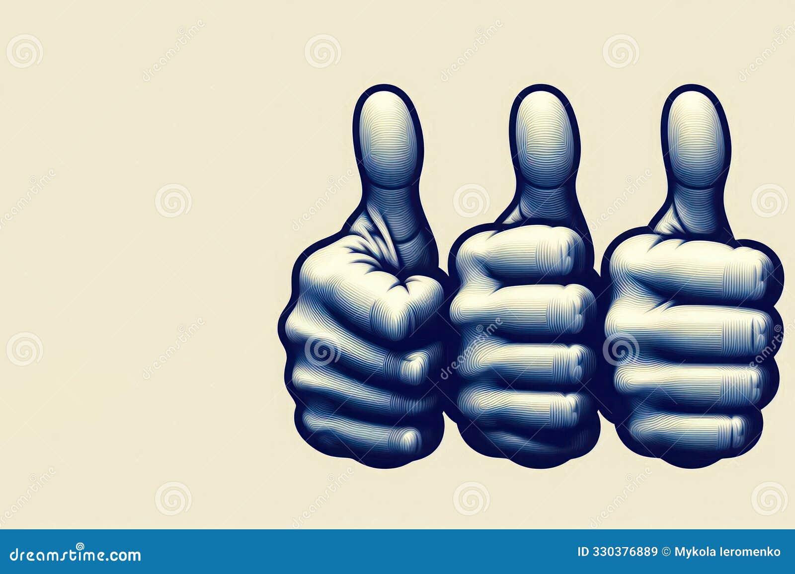 Three Hands Together Showing a Thumbs Up. Space for Text. Stock ...