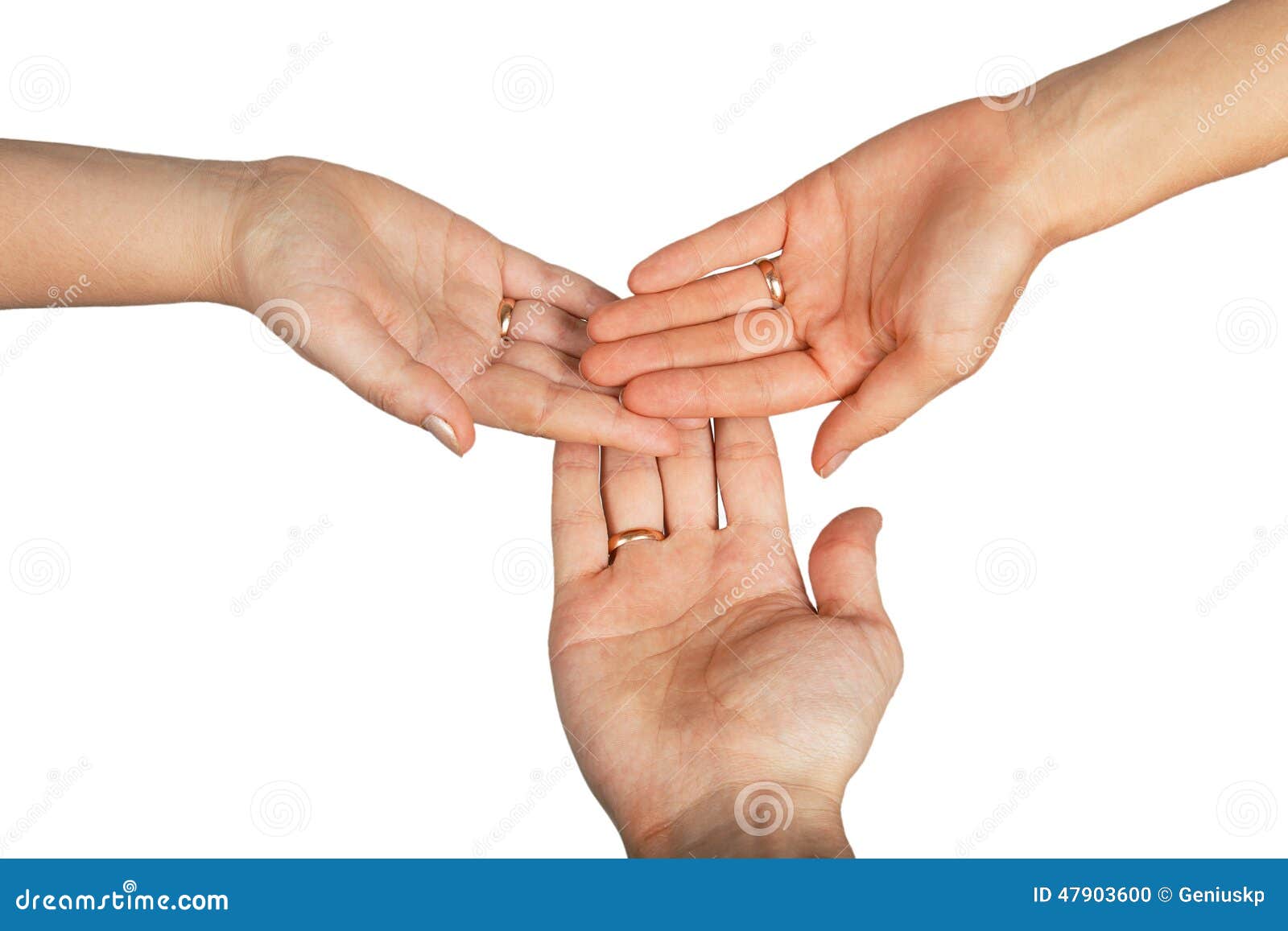 Three Hands with Wedding Rings Stock Photo - Image of circle, combine ...