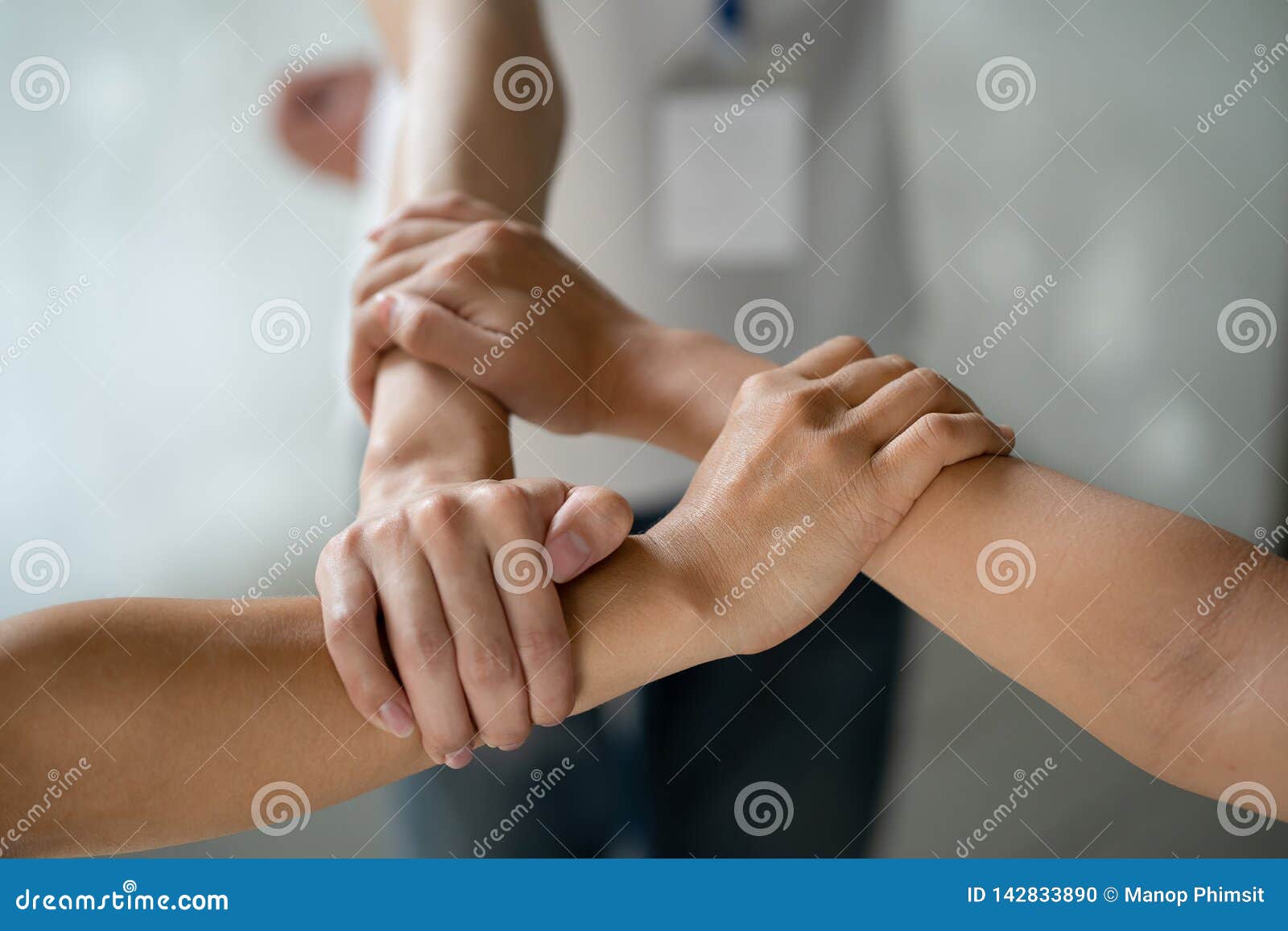 Three Hands Were a Collaboration Concept Stock Photo - Image of ...