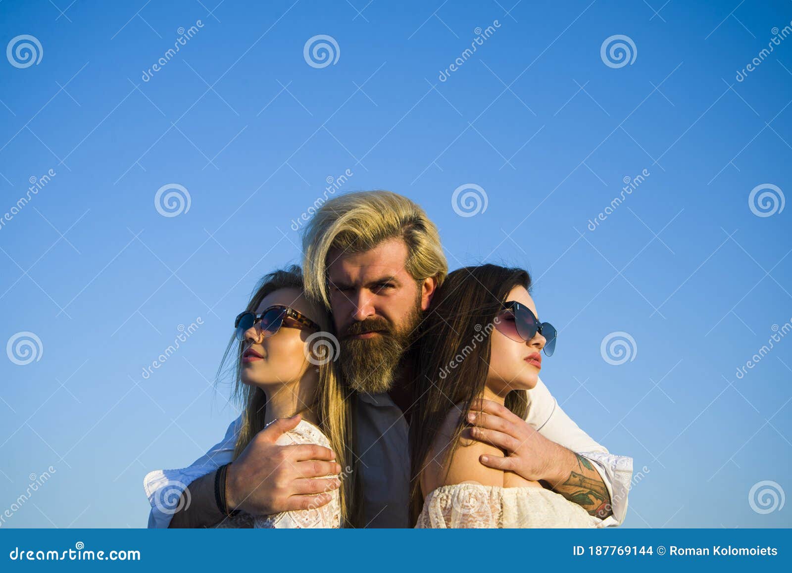 Three Handsome Friends Happiness Summer Holidays Concept. Stock Photo ...