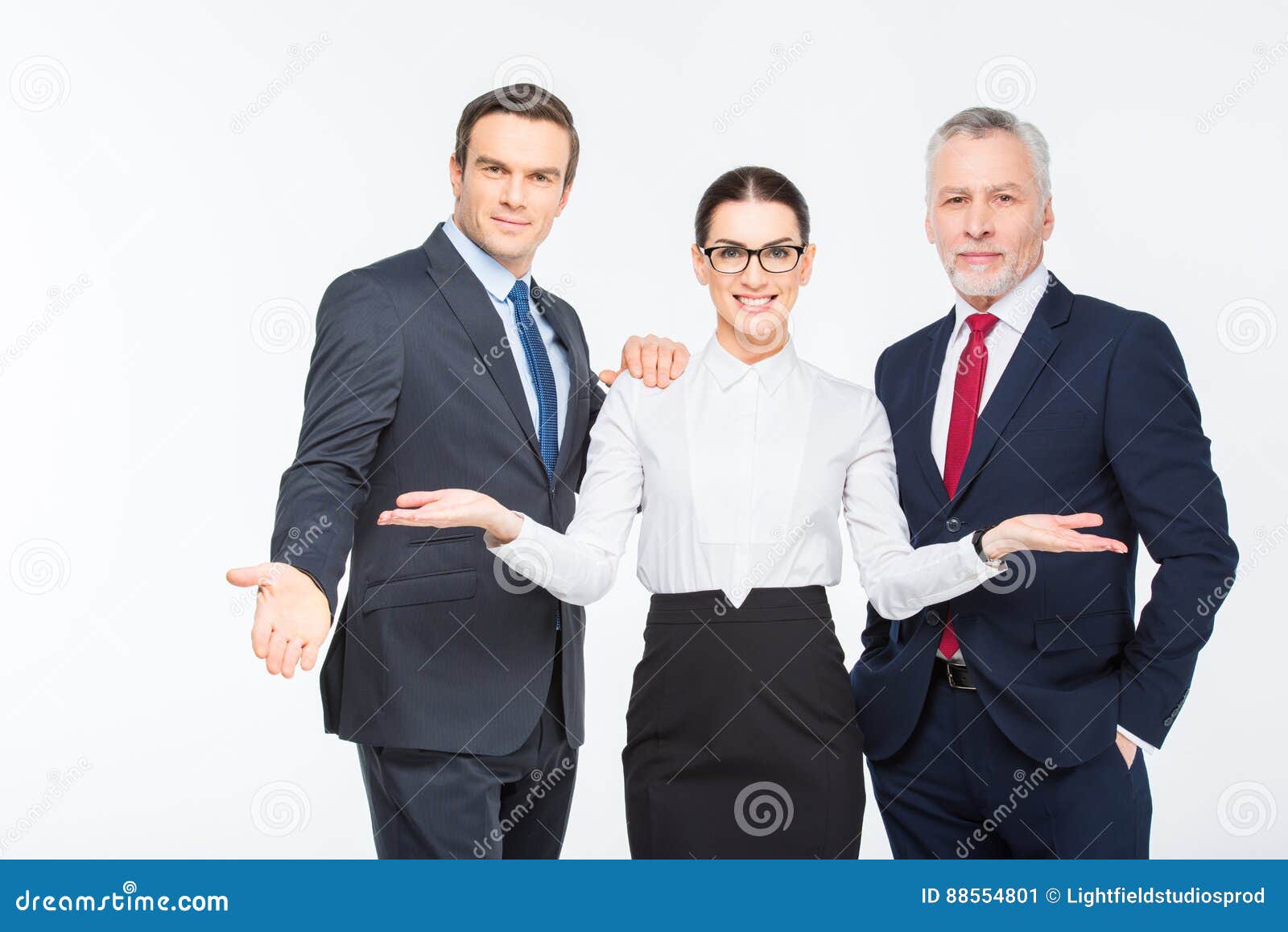 Three Happy Business People Stock Image - Image of gesturing, symbol ...