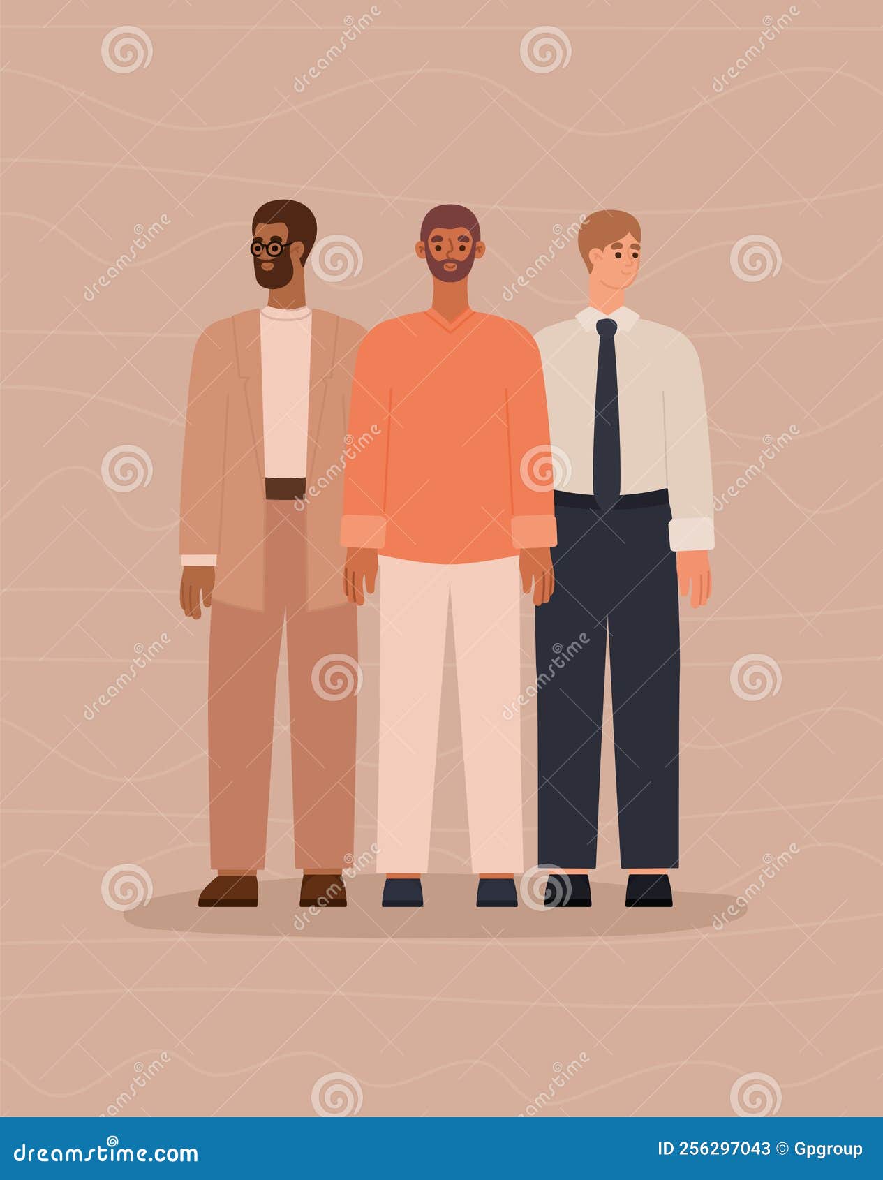 Three happy businessmen stock vector. Illustration of suit - 256297043