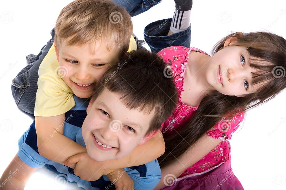 Three Happy Children stock image. Image of cute, bright - 1827299