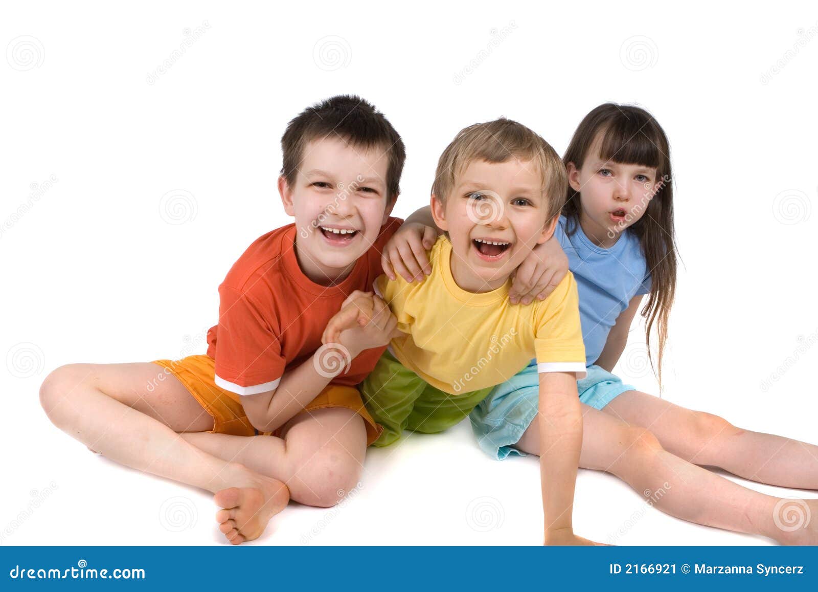 Three Happy Children stock image. Image of male, little - 2166921