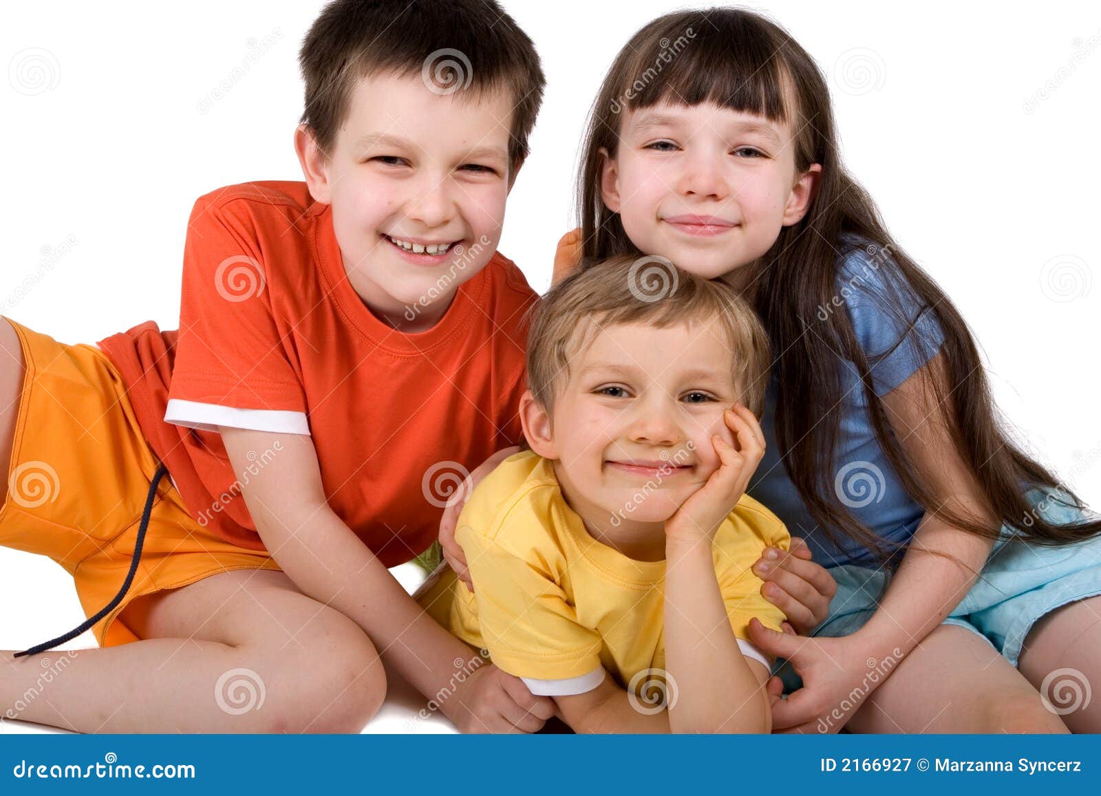 Three Happy Children stock image. Image of grinning, isolated - 2166927
