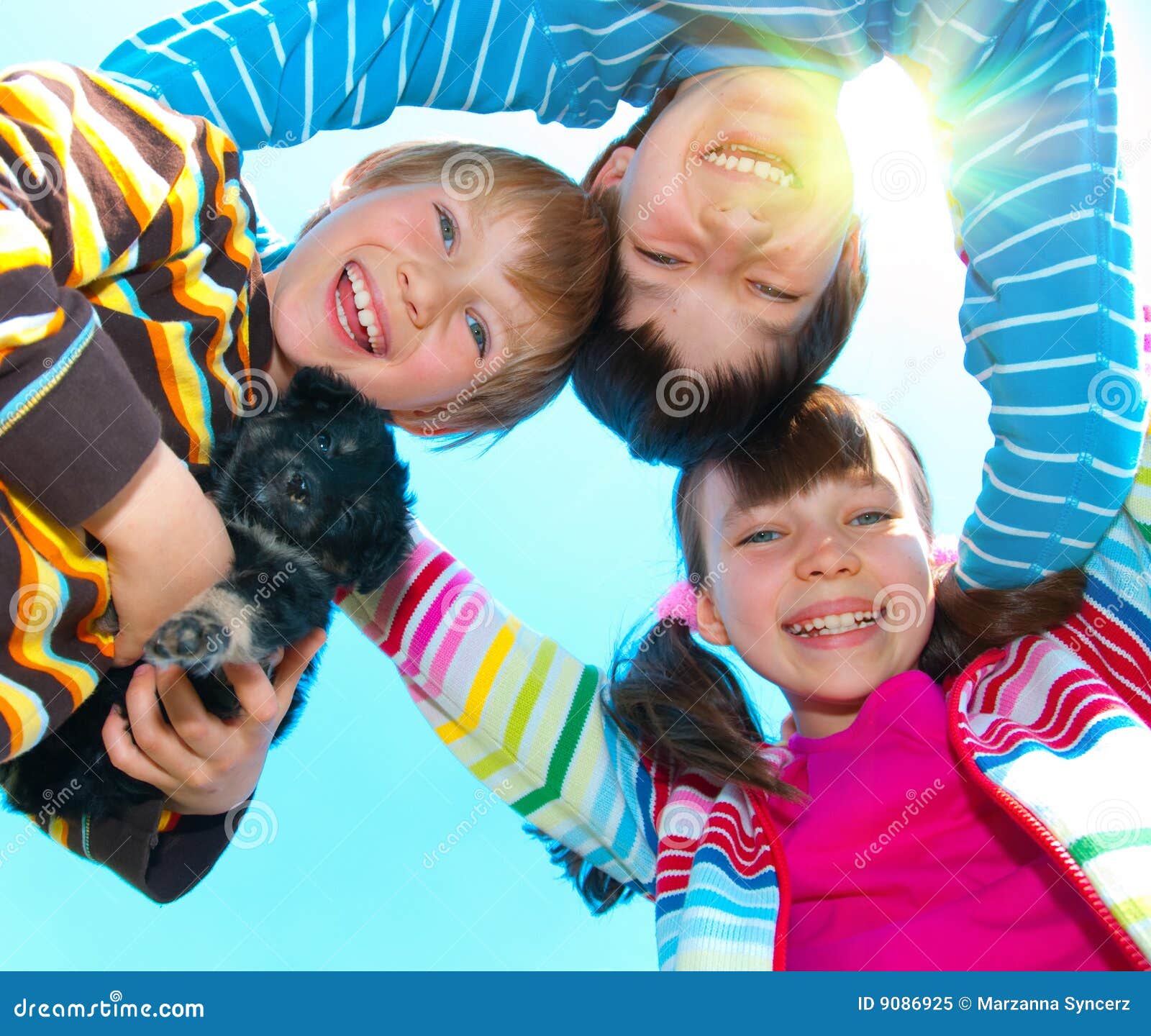 Three Happy Children Playing In Park Royalty-Free Stock Photography ...