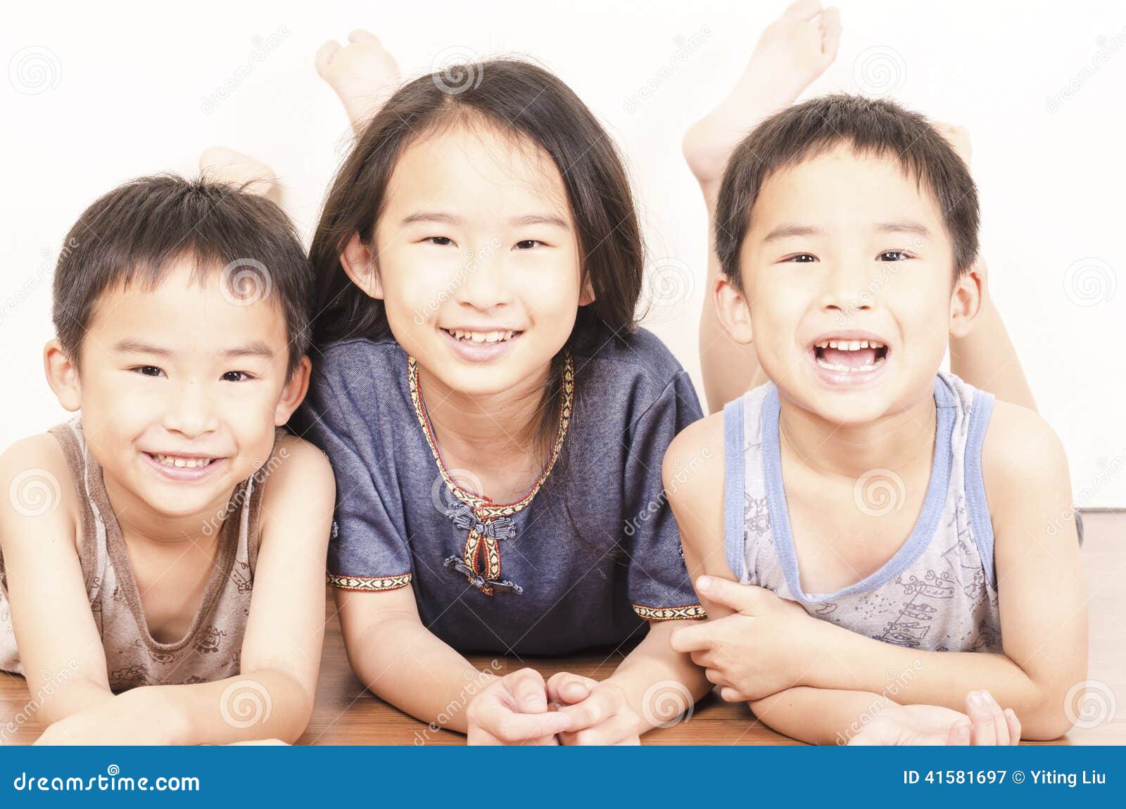 Three happy children stock image. Image of little, funny - 41581697