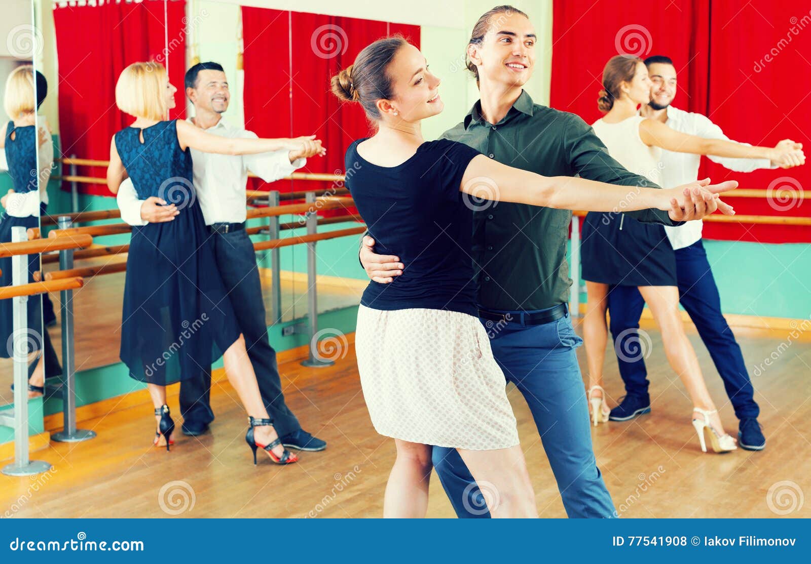 Three Happy Couples Dancing Tango Stock Photo - Image of dancer, pose ...
