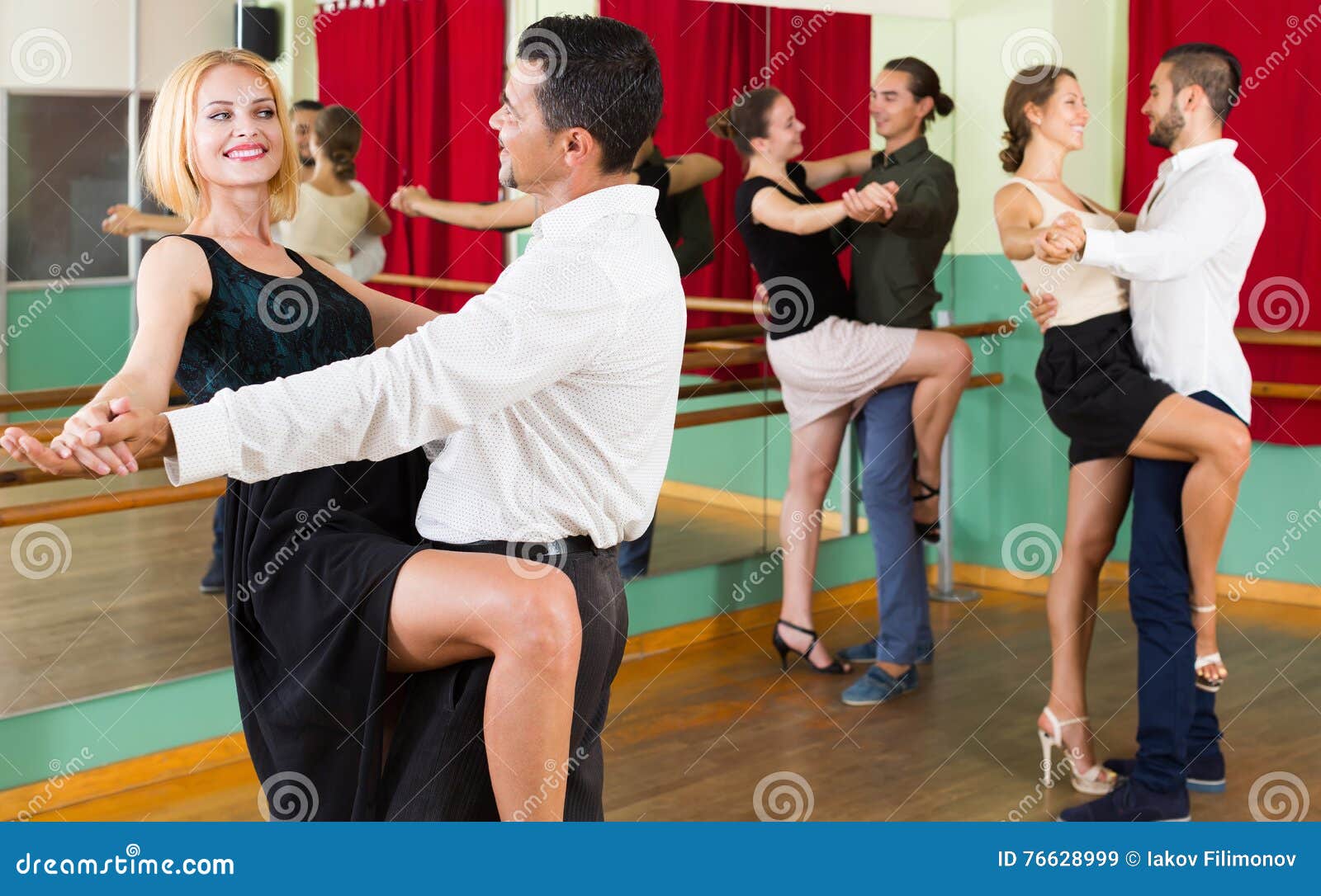 Three Happy Couples Dancing Tango Stock Image - Image of partnership ...
