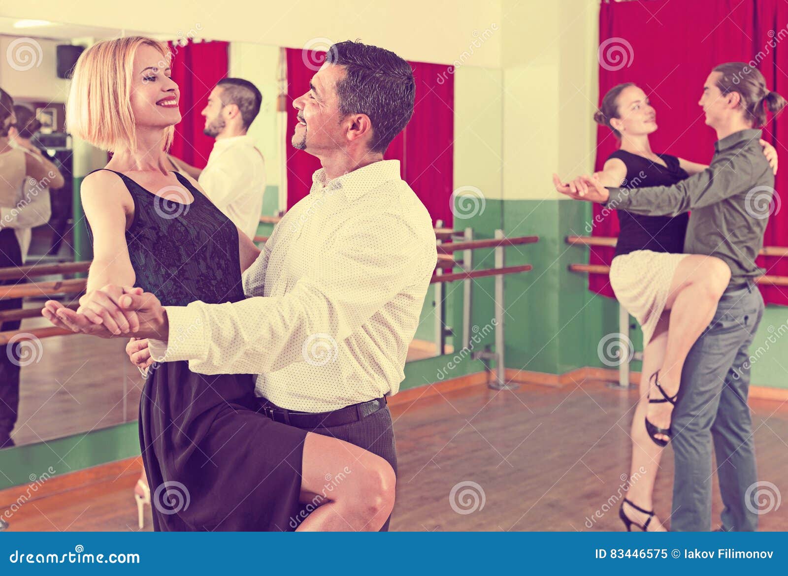Three Happy Couples Dancing Tango Stock Image - Image of star, style ...