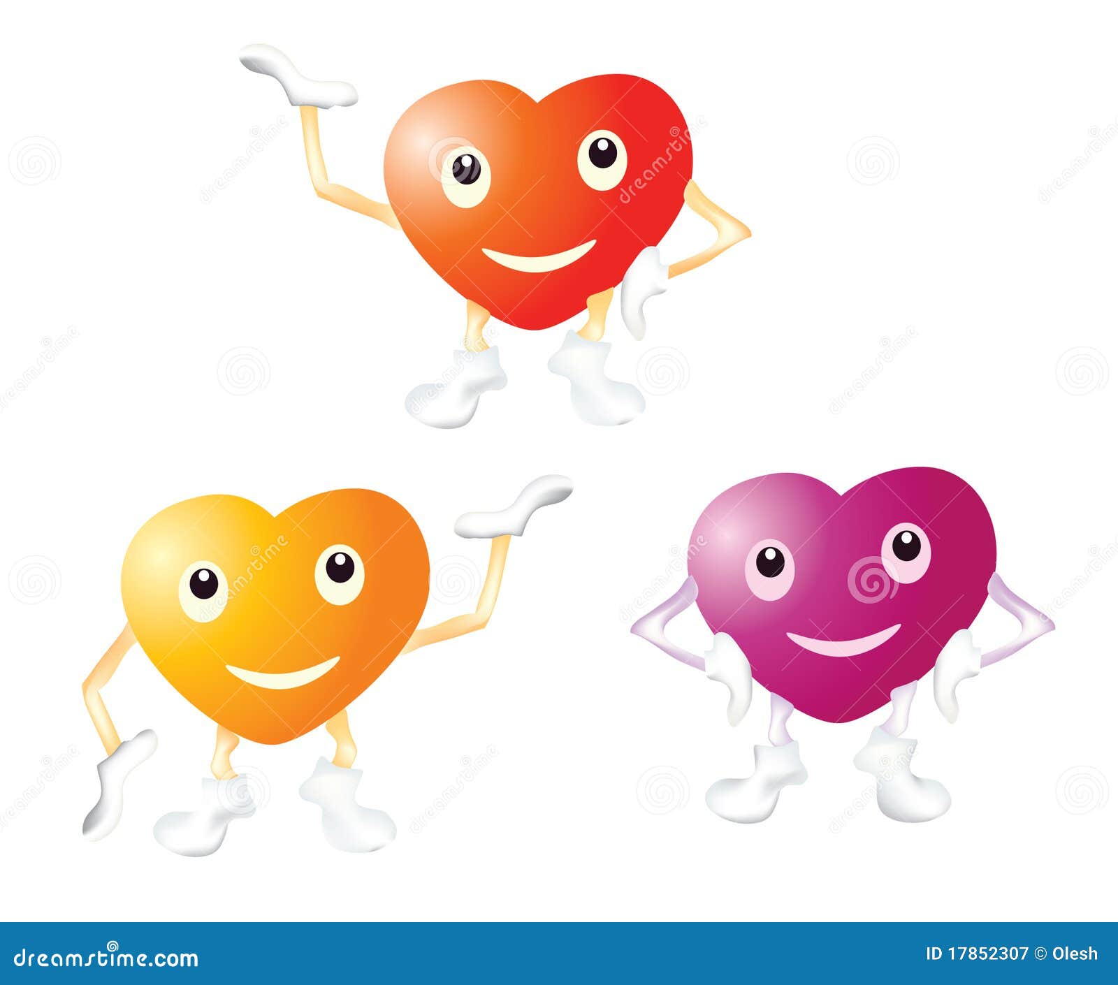 Three happy dancing heart stock vector. Illustration of lovely - 17852307