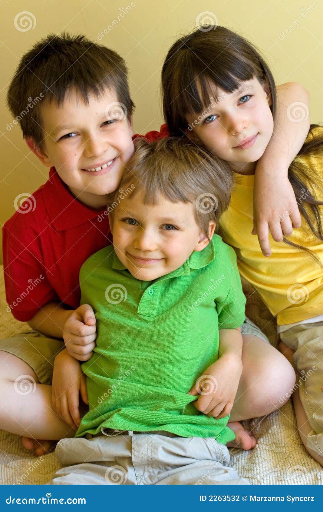 Three Happy, Delightful Kids Stock Photo - Image of casual, camaraderie ...