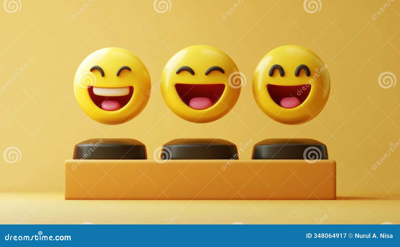 Three Happy Emojis On A Platform Royalty-Free Stock Photo ...