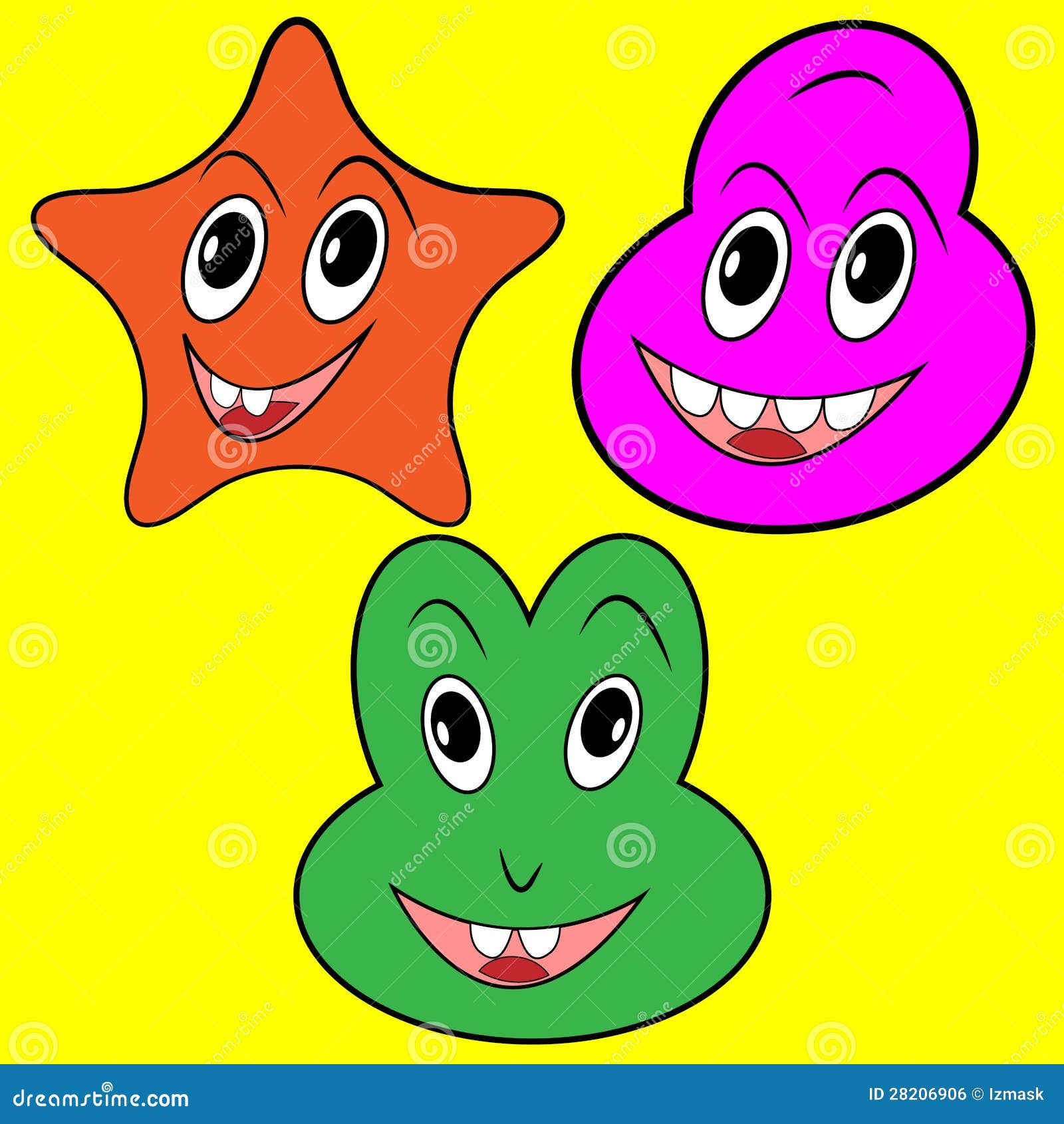 Three happy faces stock vector. Illustration of clipart - 28206906
