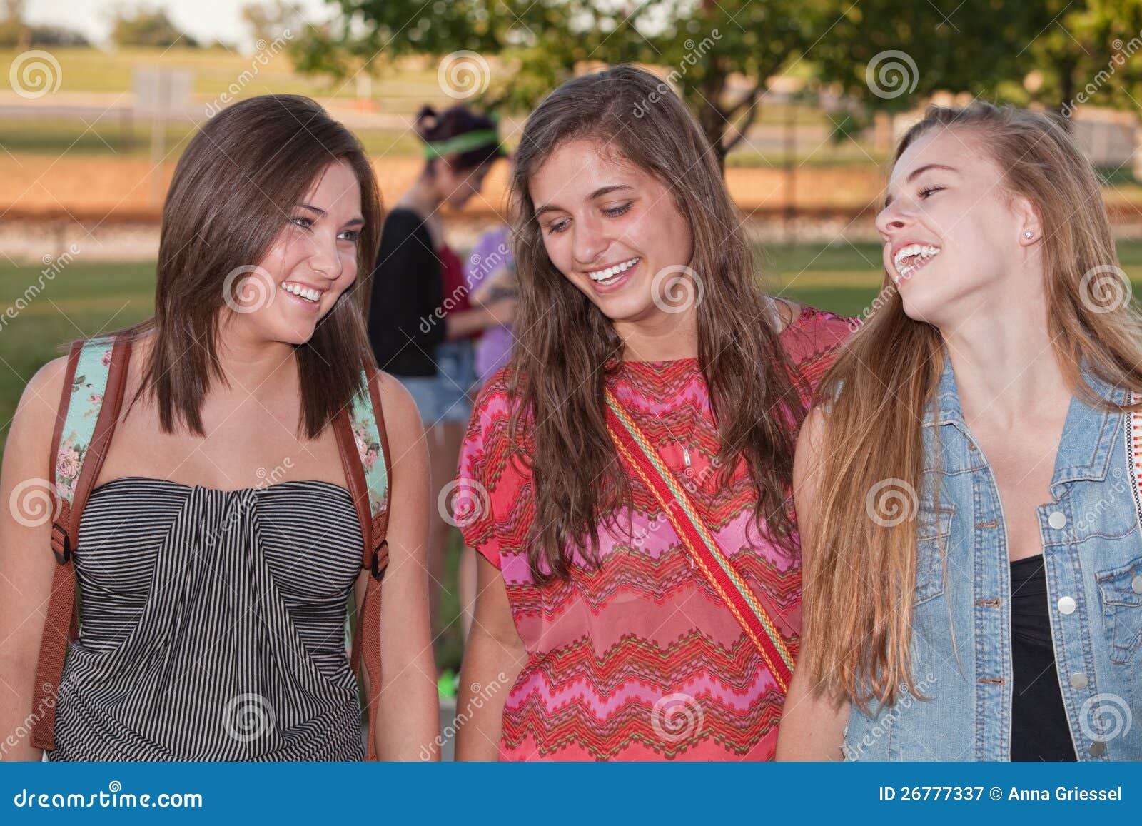 Three Happy Female Students Stock Image - Image of outdoors, expression ...