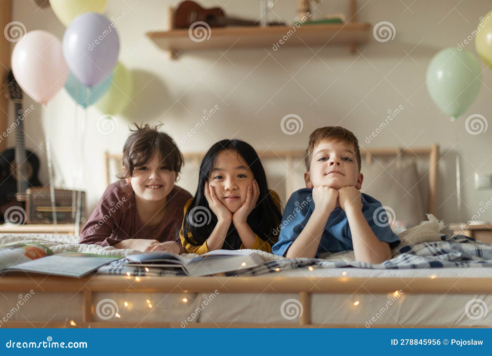 Three Happy Friends Learning Together in a Room. Stock Photo - Image of reading, small: 278845956