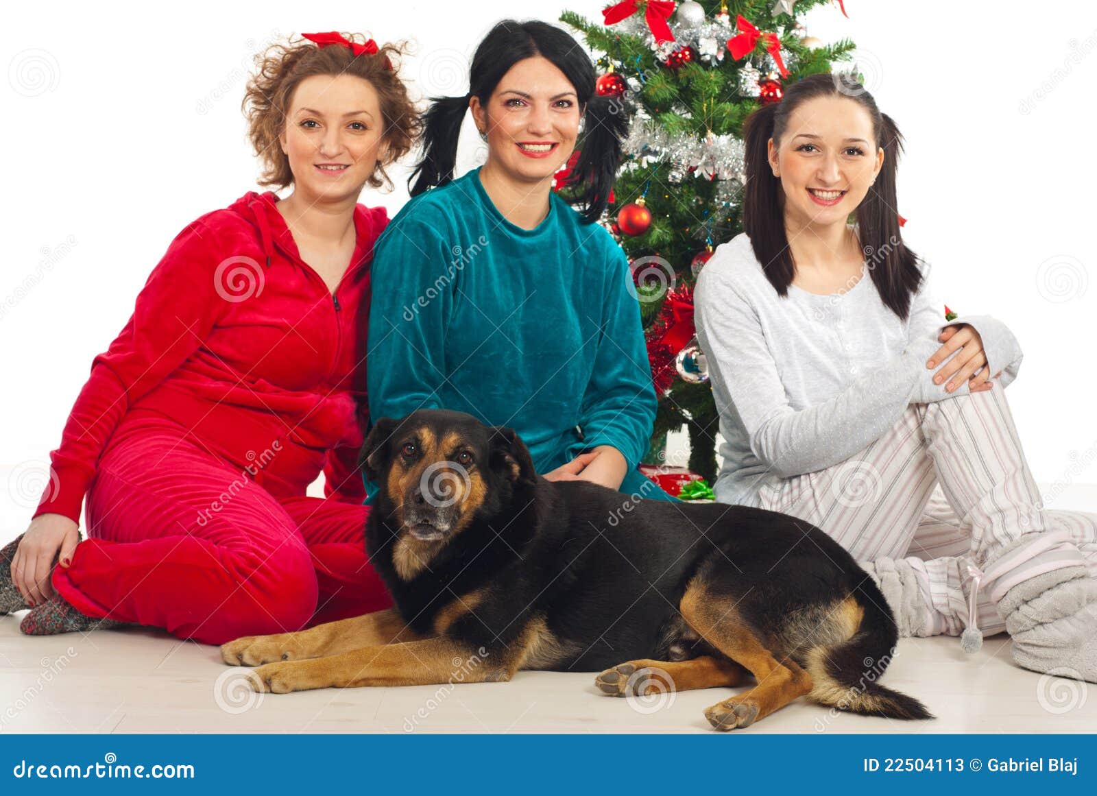 Three Happy Friends Women and Dog Stock Image - Image of interior ...