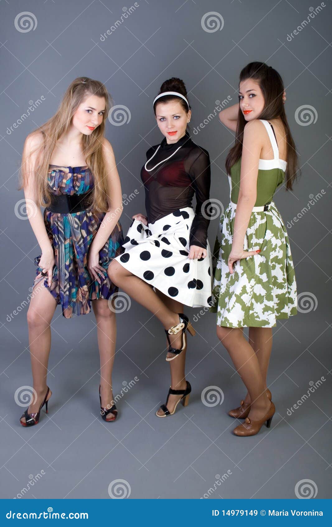 Three happy girls stock image. Image of females, joyful - 14979149