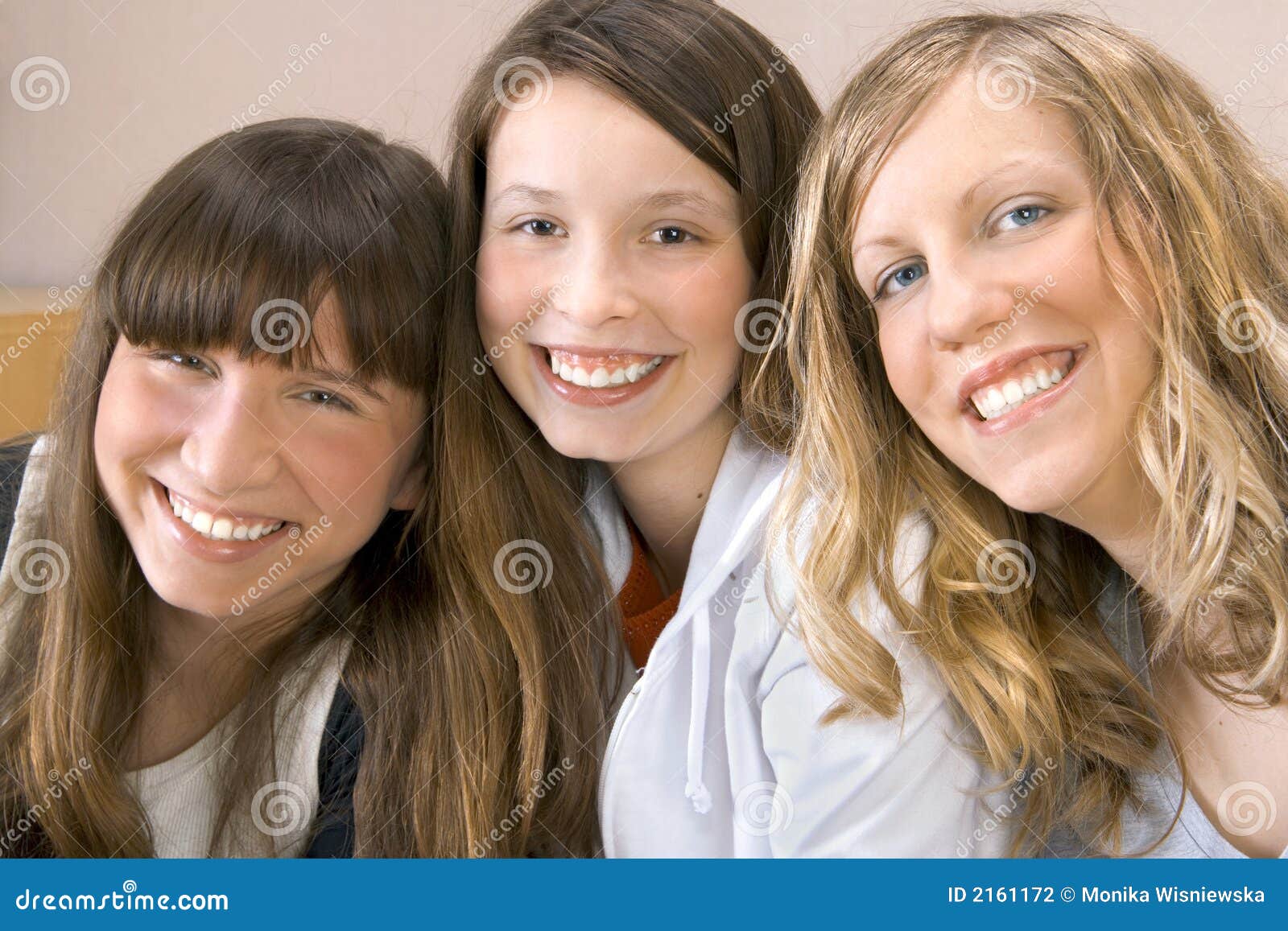 Three Happy Girls stock photo. Image of beauty, looking - 2161172