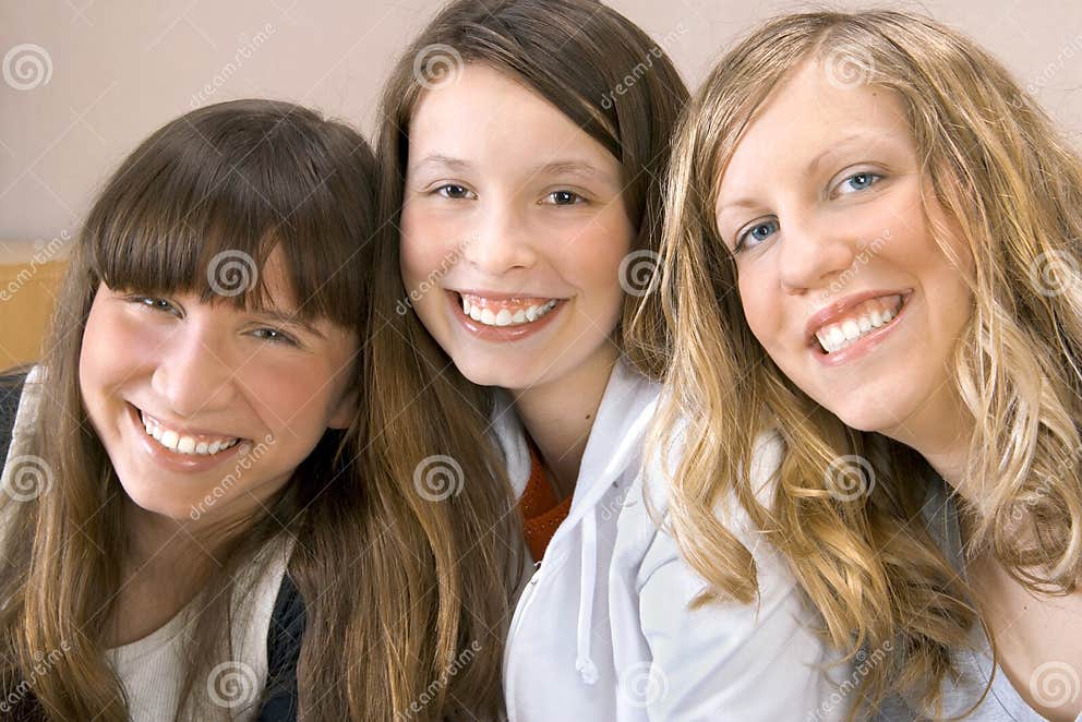 Three Happy Girls stock photo. Image of beauty, looking - 2161172