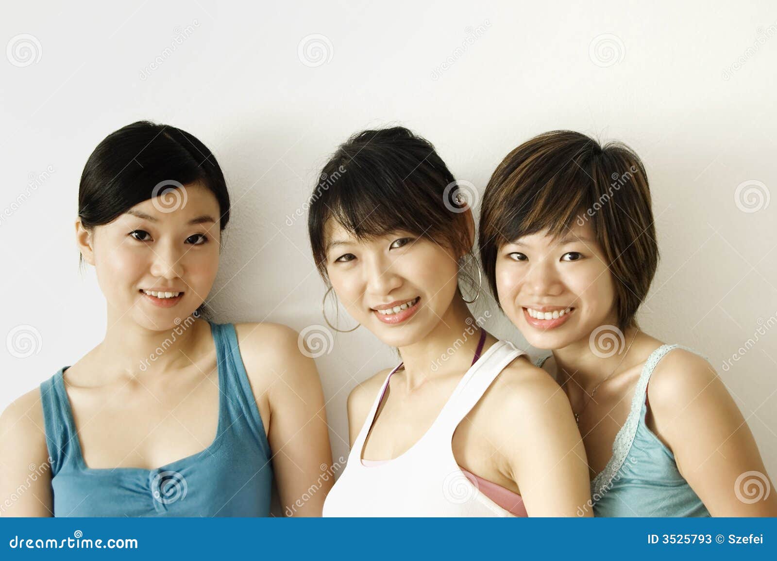 Three happy girls stock image. Image of expression, face - 3525793
