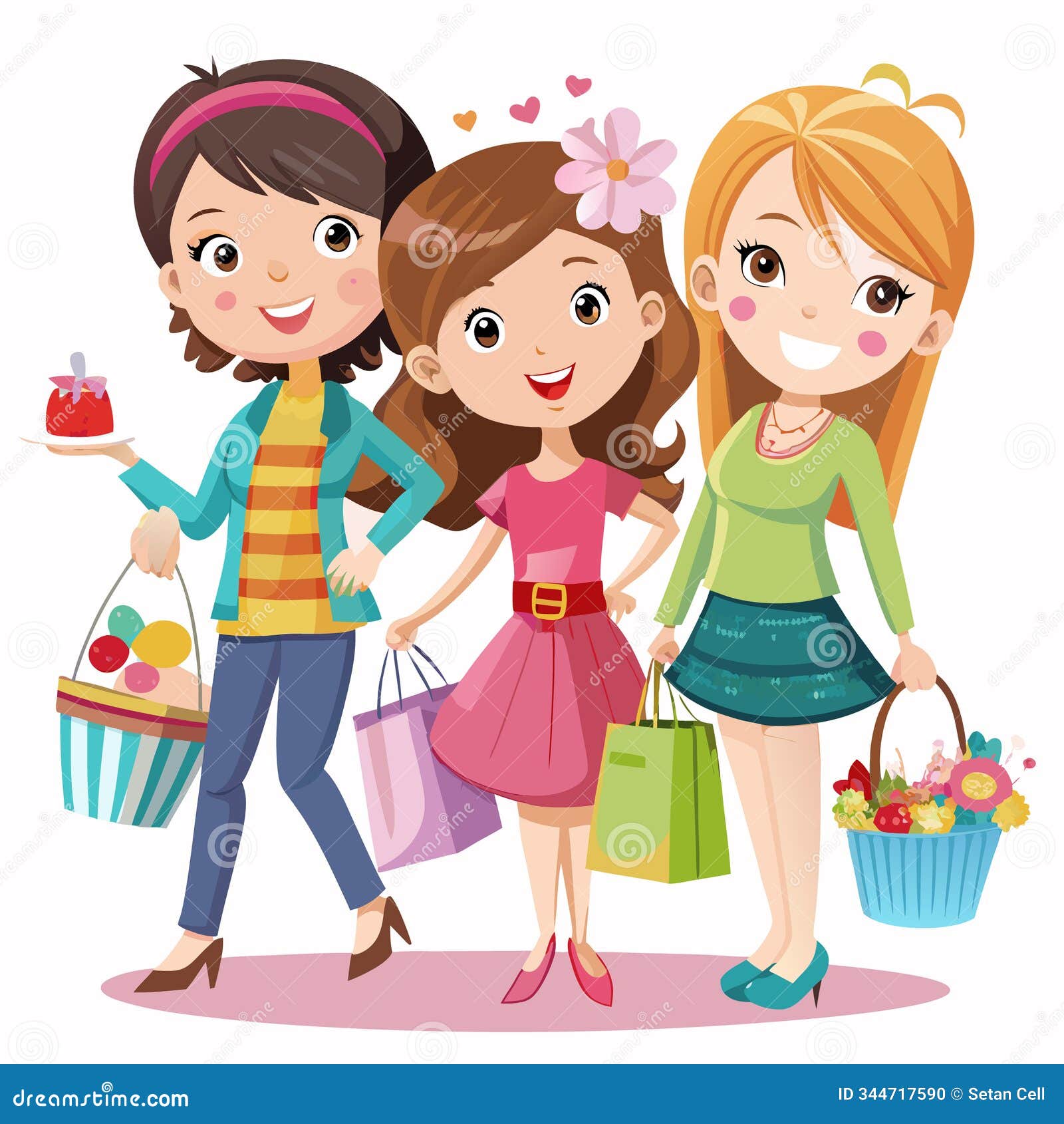 Three Happy Girls on a Shopping Spree Stock Photo - Image of happy ...