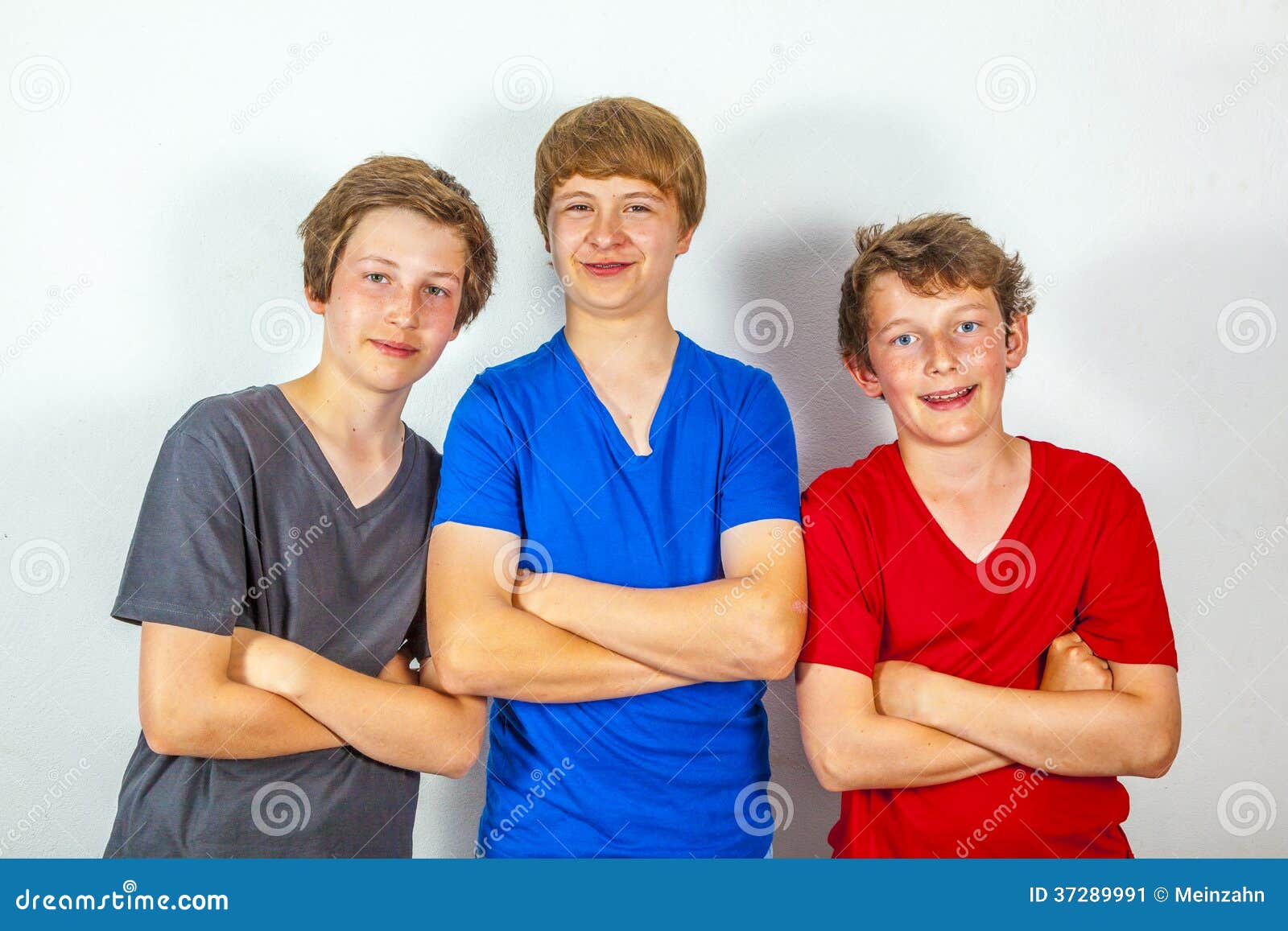 Three Happy Joyful Friends Enjoy Life Stock Image - Image of kids ...