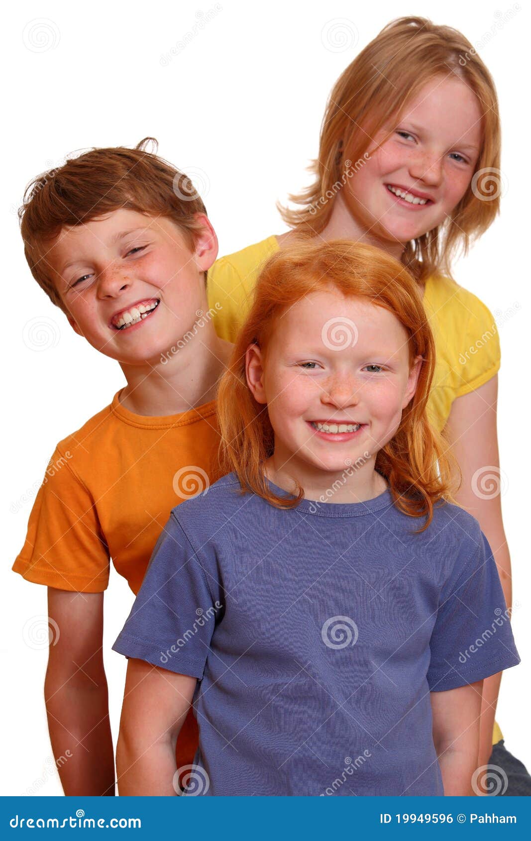 Three happy kids stock photo. Image of life, cute, blue - 19949596